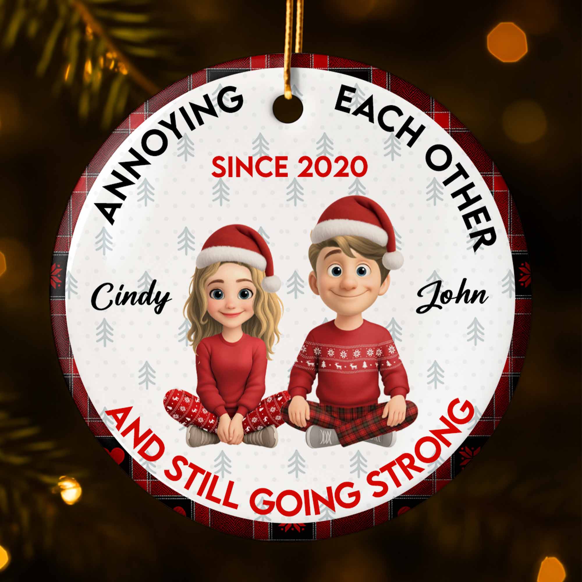 Annoying Each Other Since, Christmas Hats, Custom Ceramic Ornament ...