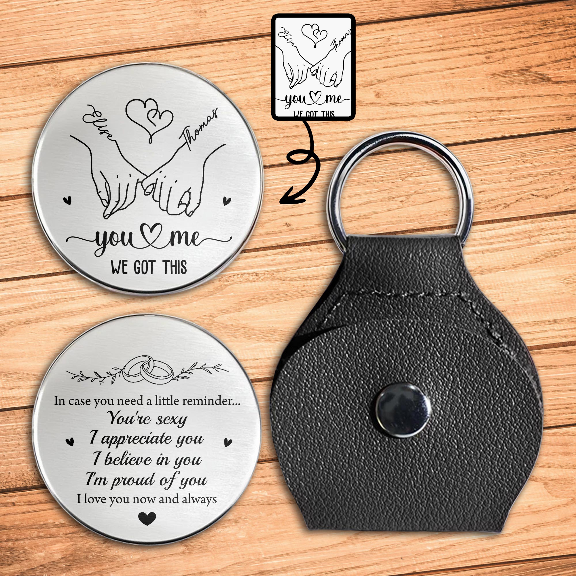 You & Me We Got This, Hands and Hearts Pocket Hug, Gift For Spouses and ...