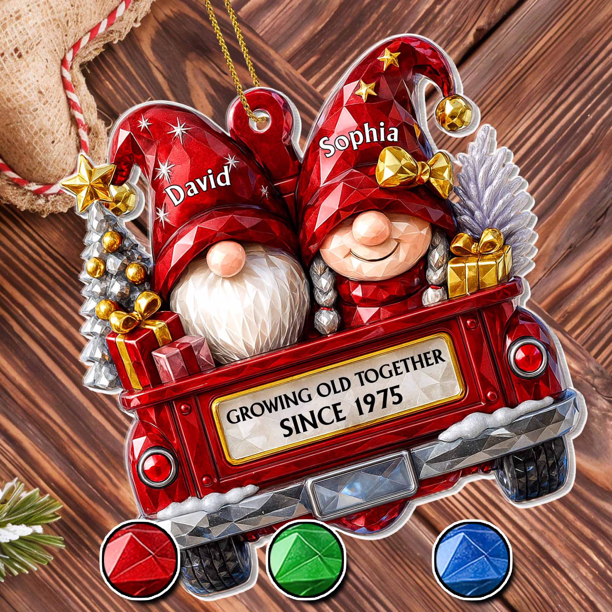 Growing Old Together, Gnomes In Red Truck, Christmas Gift For Couples ...