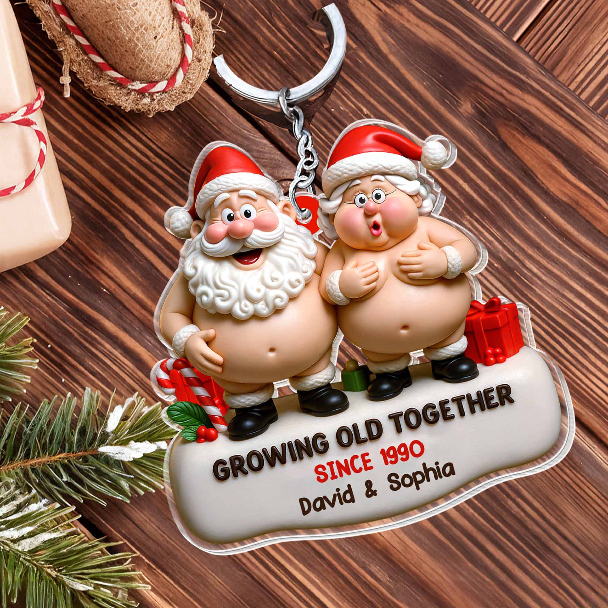 Growing Old Together With Santa Claus, Custom Acrylic Keychain, Gift ...