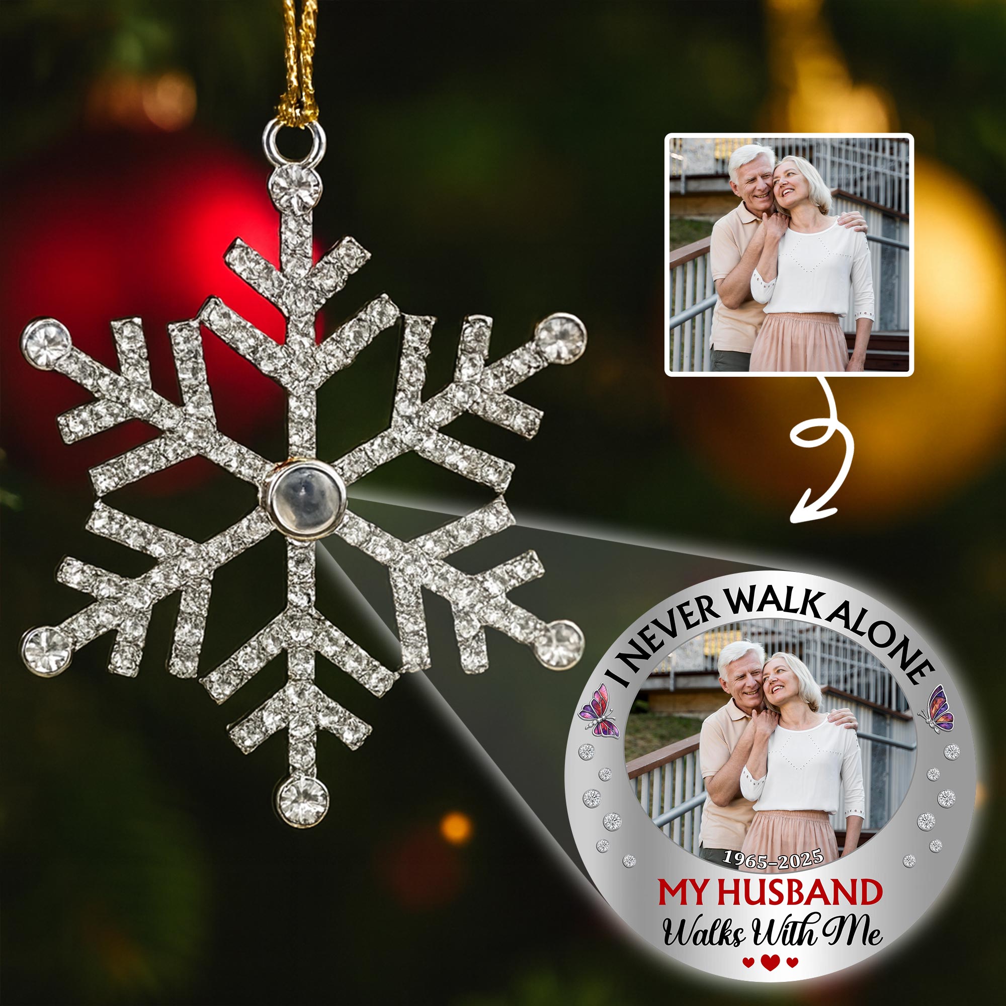 I Never Walk Alone My Husband Walks With Me,Custom Snowflake Projection ...