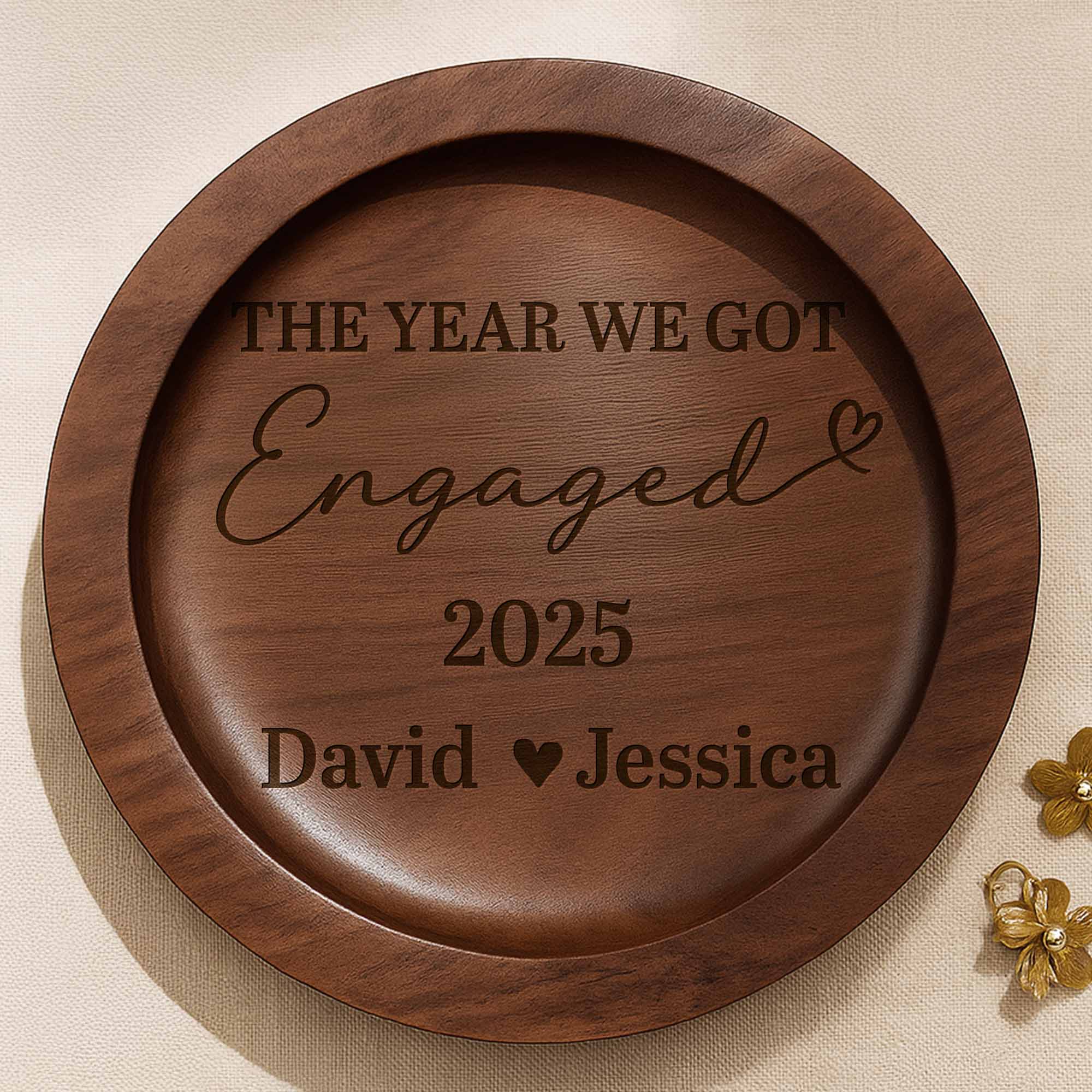 The Year We Got Engaged Ring And Heart, Wood Ring Dish, Gift for ...