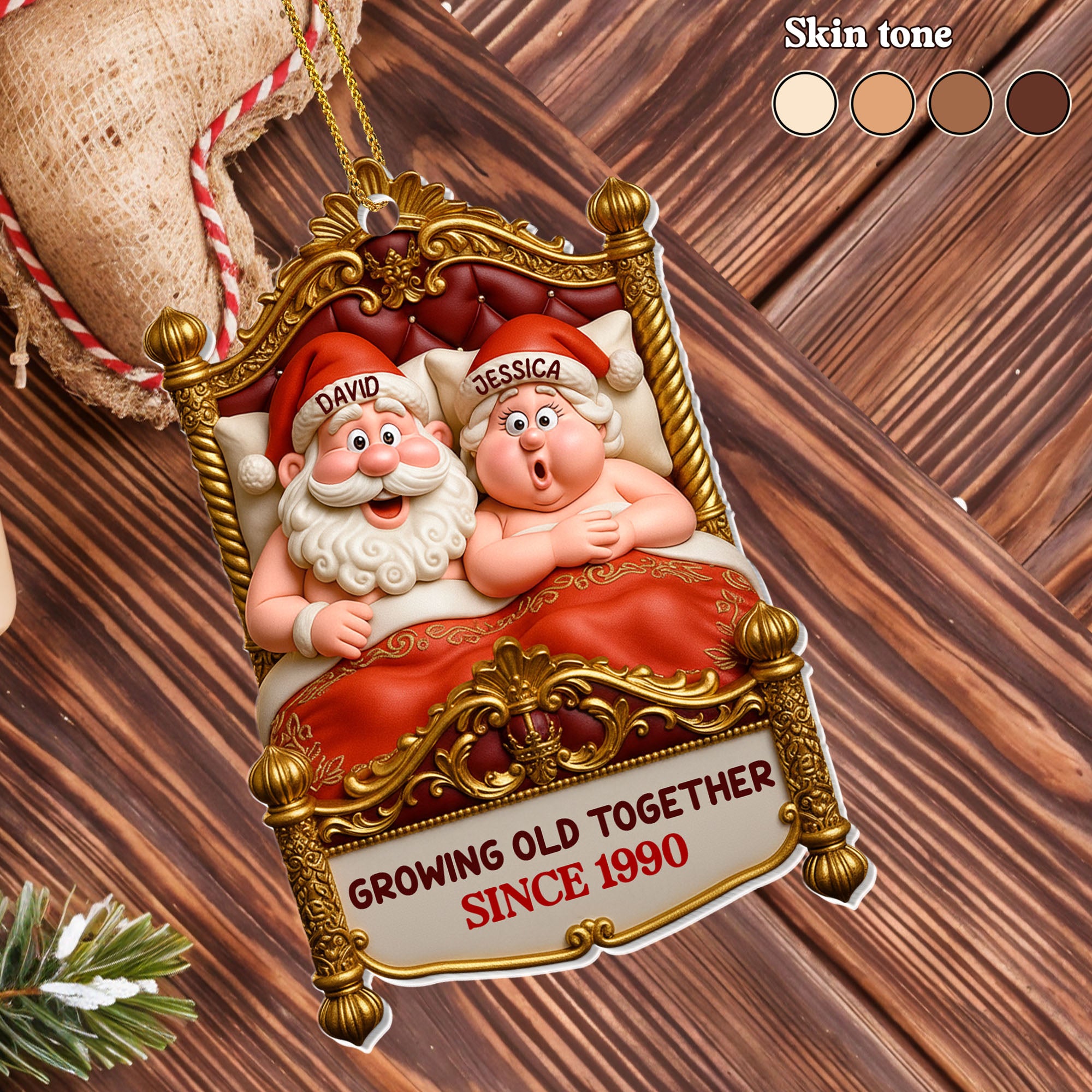 Growing Old Together, Santa And Mrs. Claus On A Swing, Personalized ...