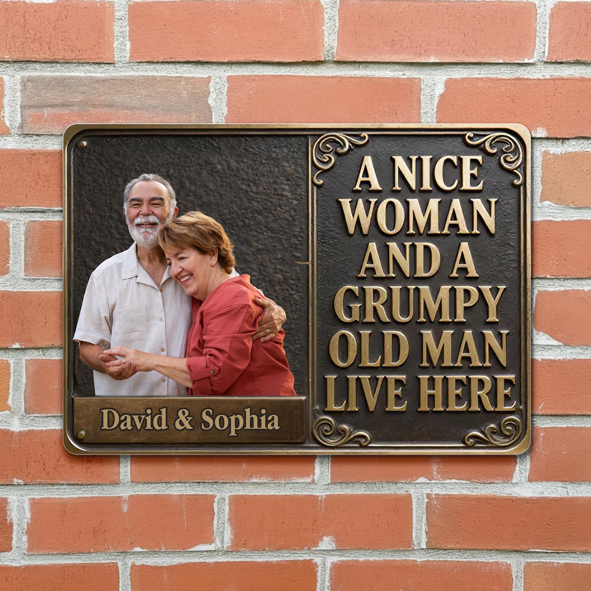 A Nice Woman And A Grumpy Old Man Live Here Scrollwork Sign ...