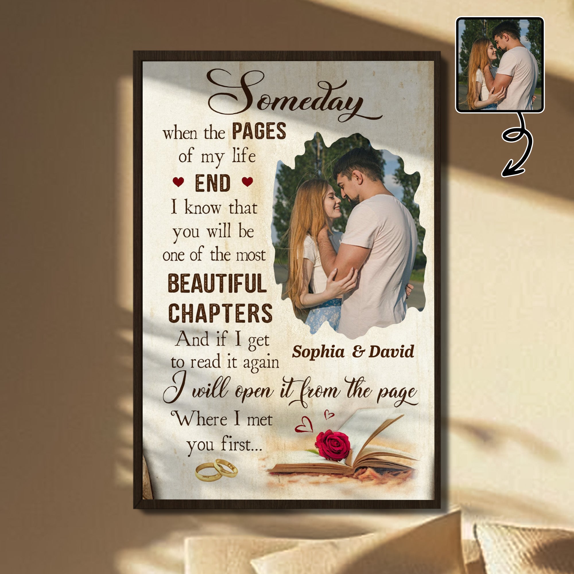Someday Beautiful Chapters Book and Red Rose Design,Custom Vertical ...