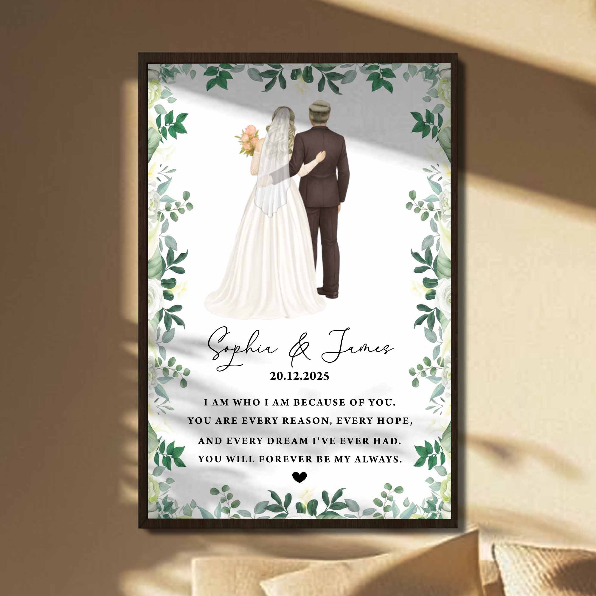 I Am Who I Am Because Of You, Couple And Flowers, Custom Poster, Gift ...