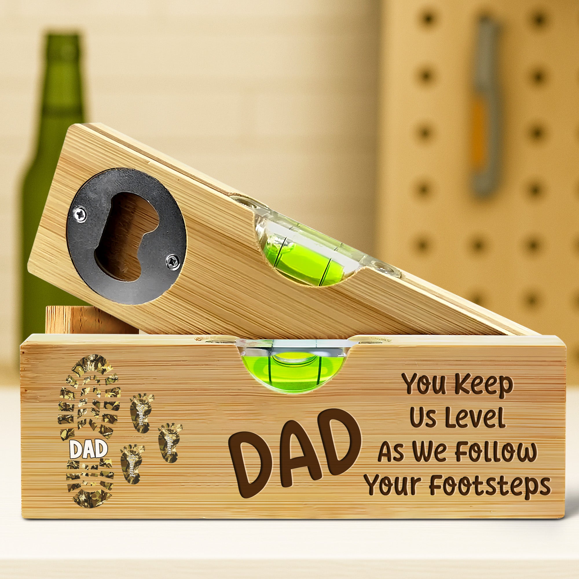 You Keep Us Level As We Follow Your Footsteps, Personalized Wooden ...