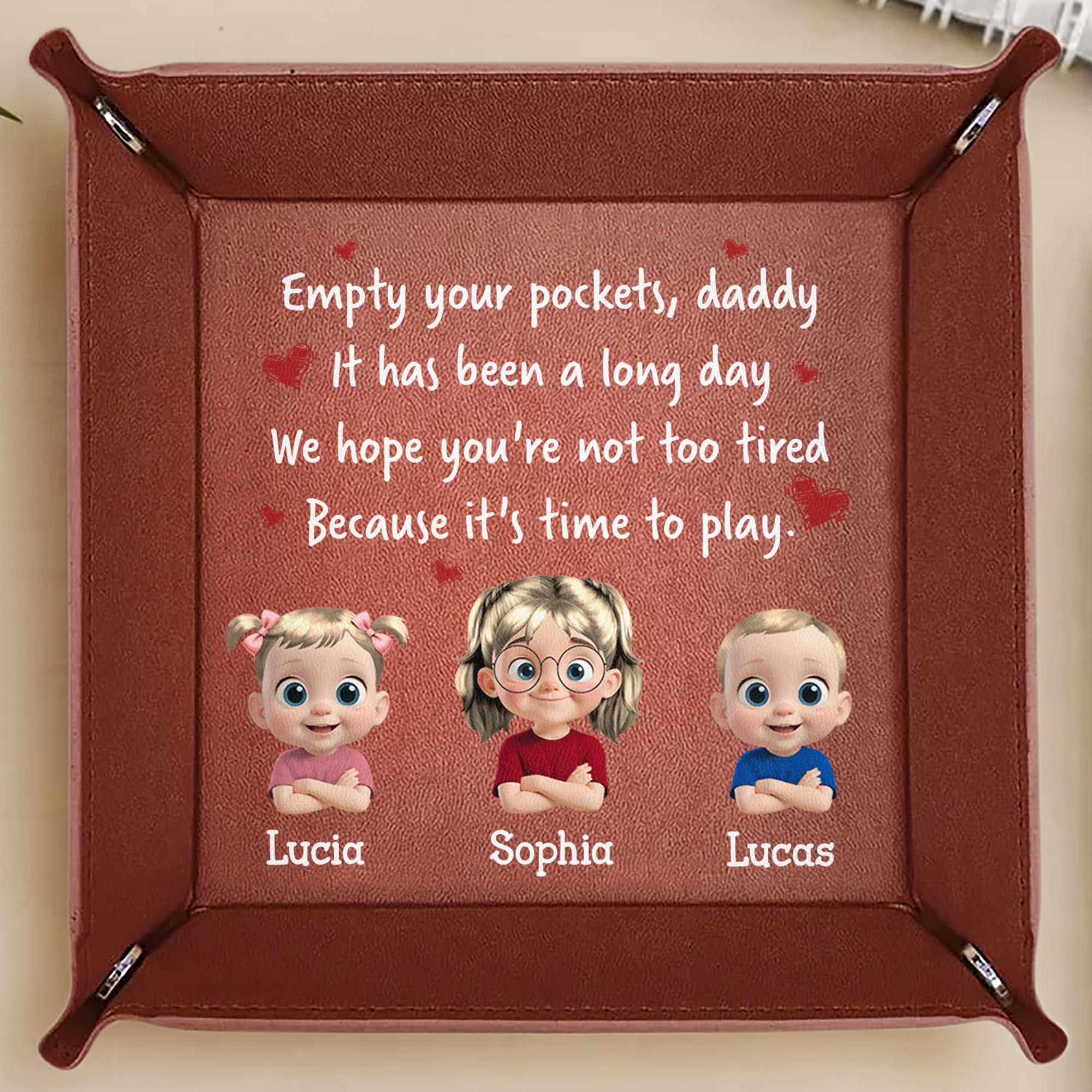 Empty Your Pockets Daddy, Personalized Leather Valet Tray, Gift For Dad ...