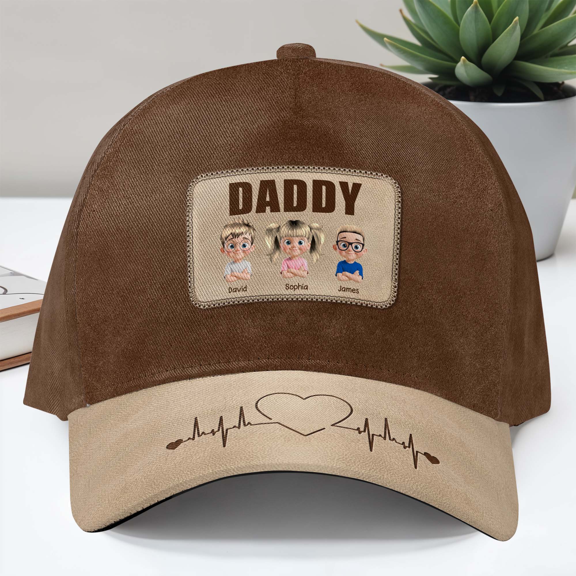 Classic Cap With Portrait Patch And Heartbeat Design, Personalized ...