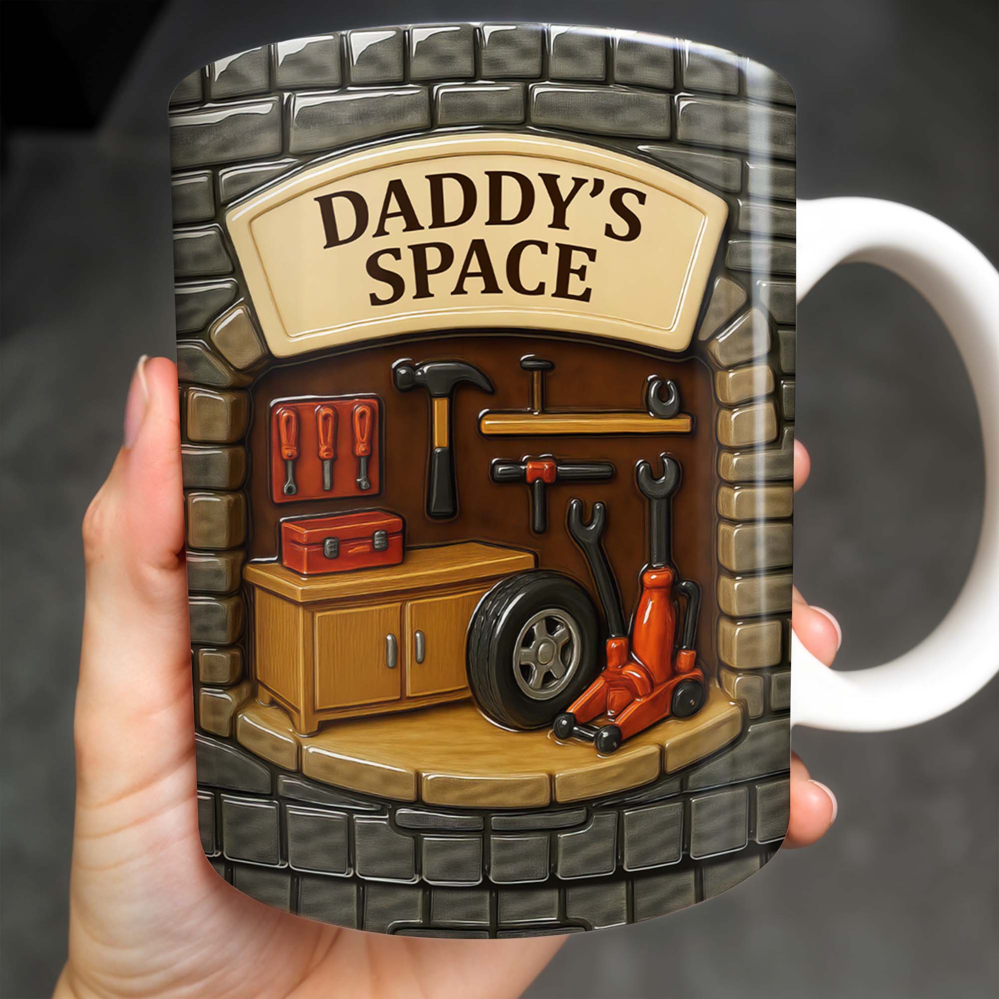 Daddy's Space, Garage and Tools Design, Personalized Custom Coffee Mug ...