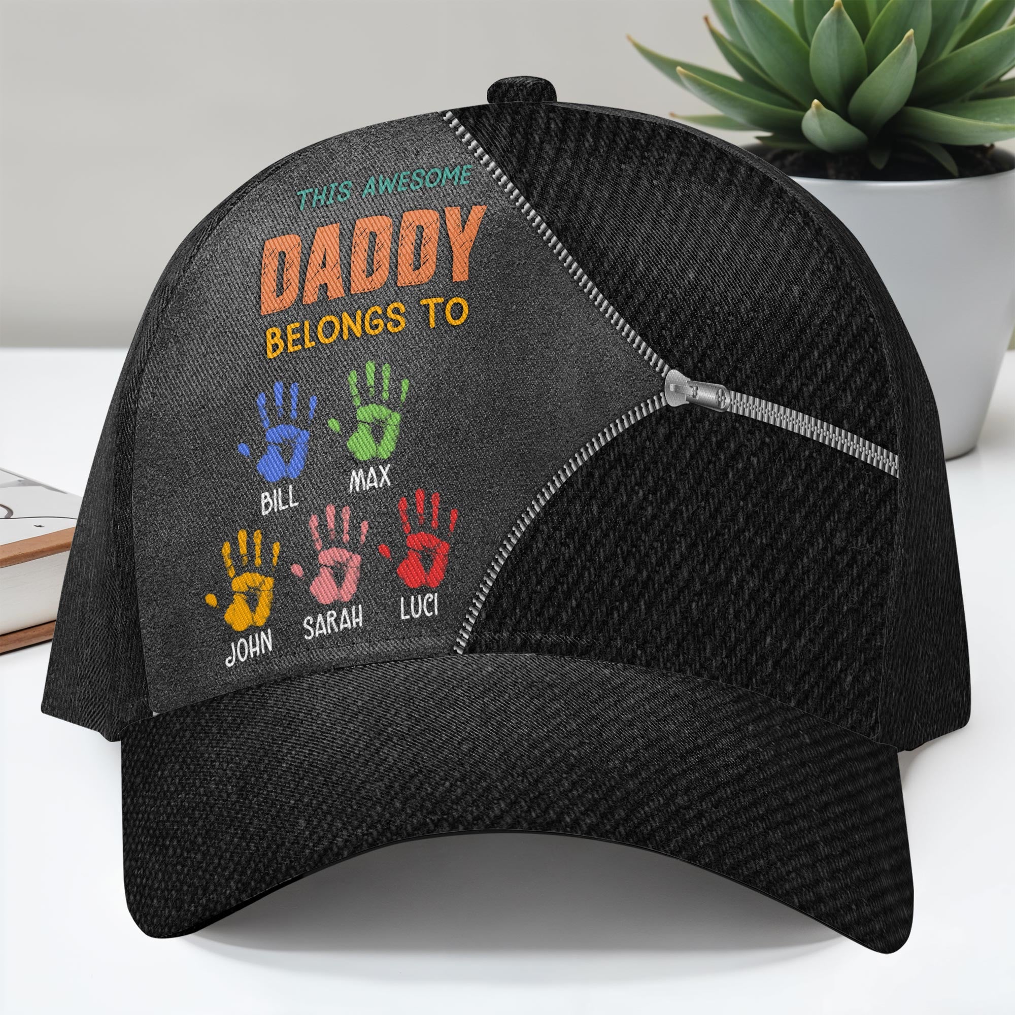 This Awesome Daddy Belongs To, Colored Handprints, Personalized Classic ...