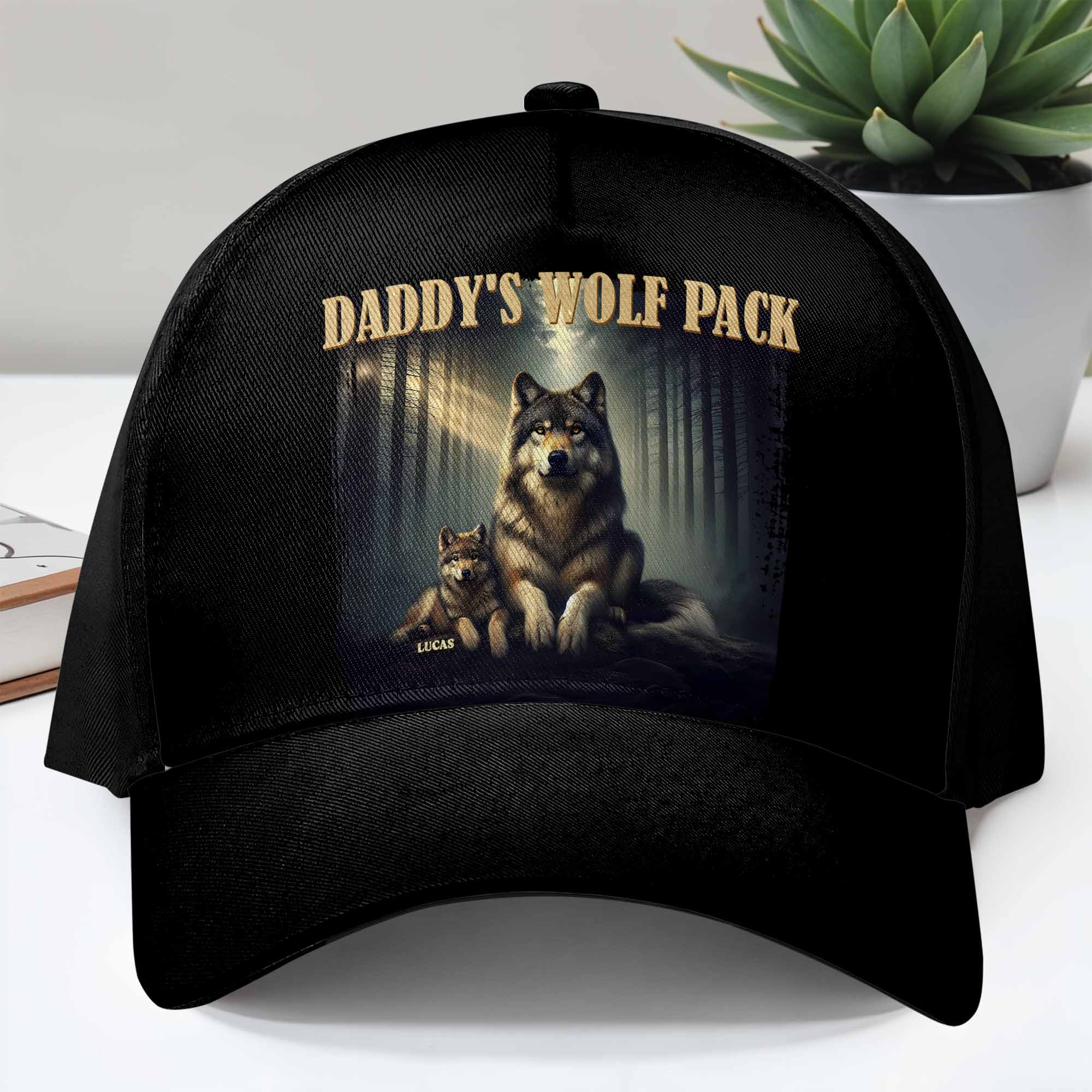 Daddy's Wolf Pack Featuring Majestic Wolves,Personalized Classic Cap ...