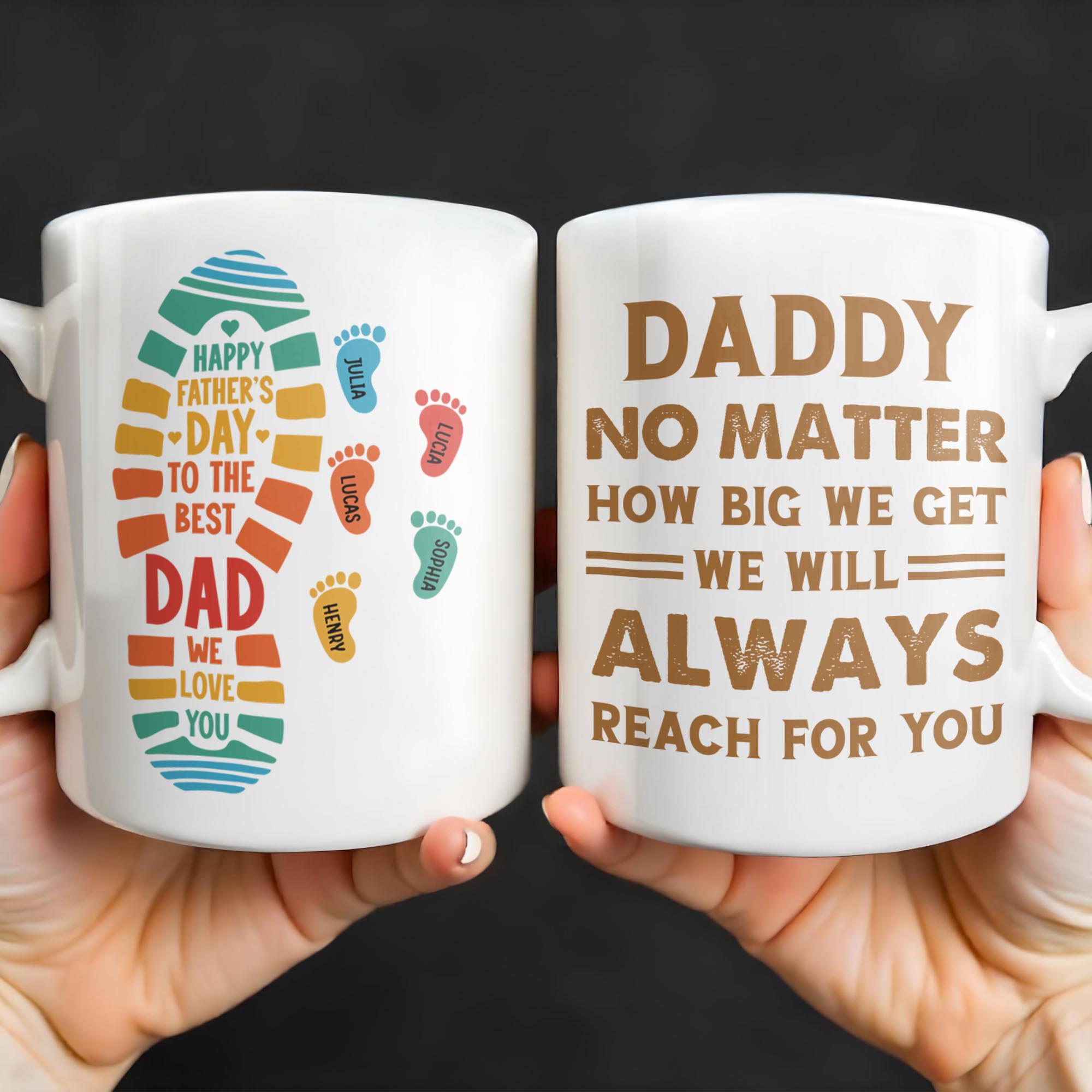 Daddy No Matter How Big We Get, Coffee Mug, Gift For Dad and Fathers ...