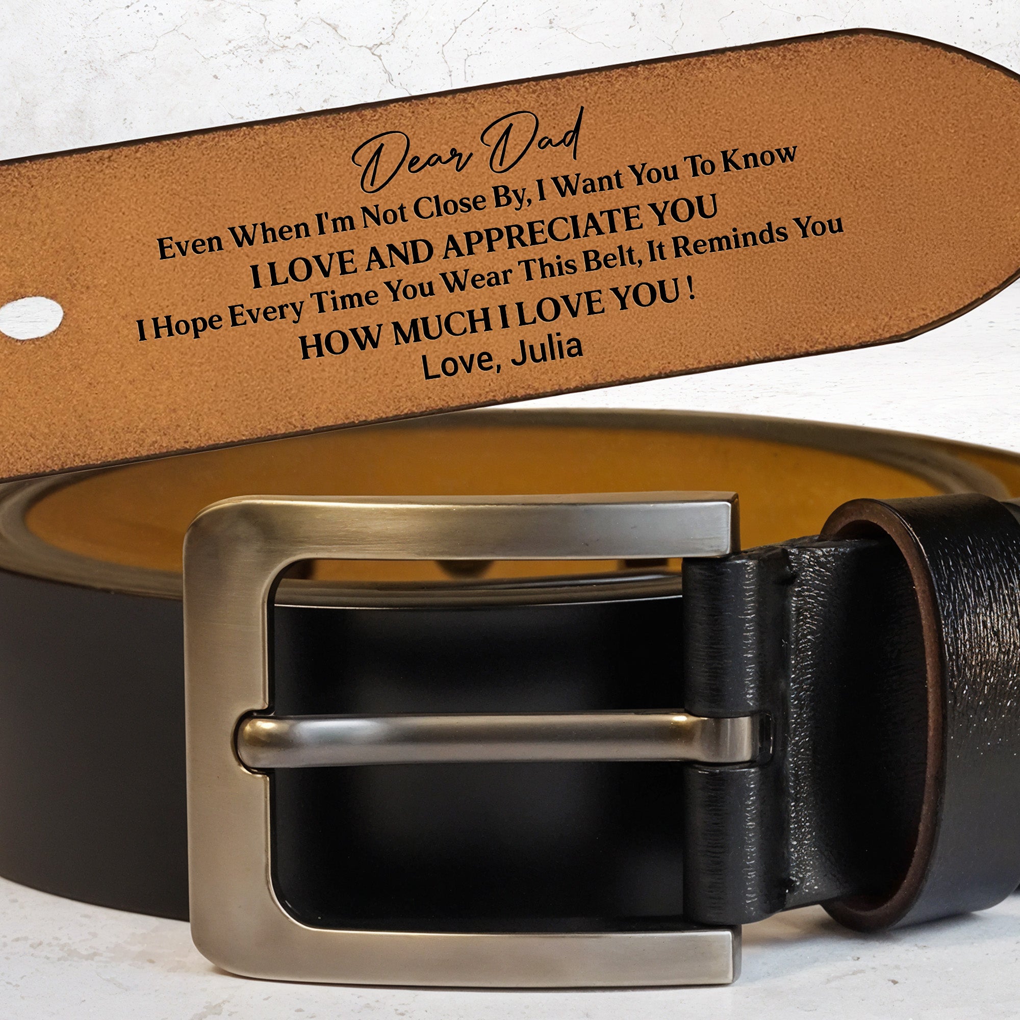 Dear Dad, Love And Appreciation Reminder Belt, Personalized Engraved ...