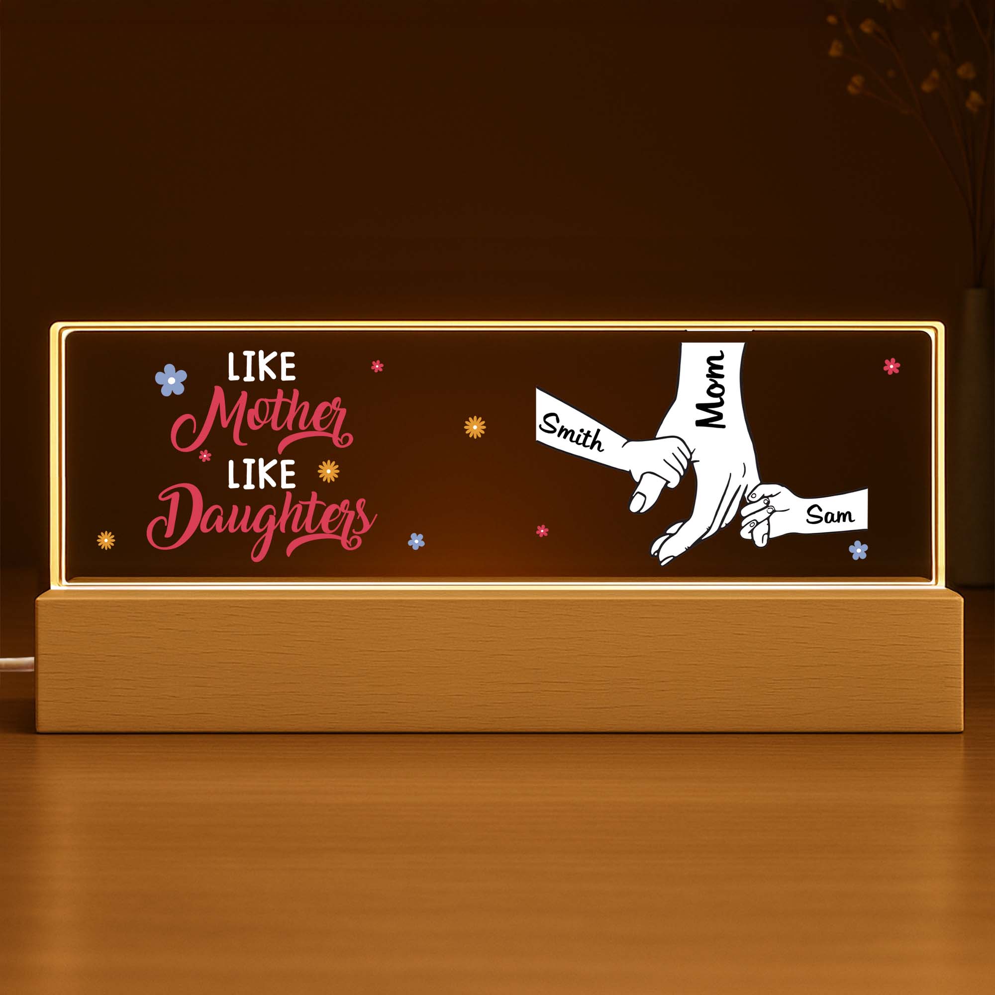 Like Mother Like Daughters Hand Holding Design,Personalized LED Night ...