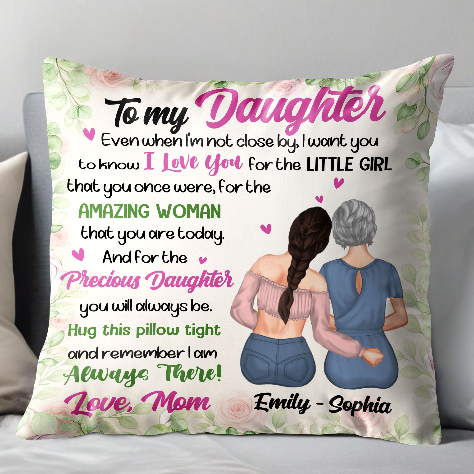 To My Daughter, Love From Mom, Floral Design, Personalized Custom ...