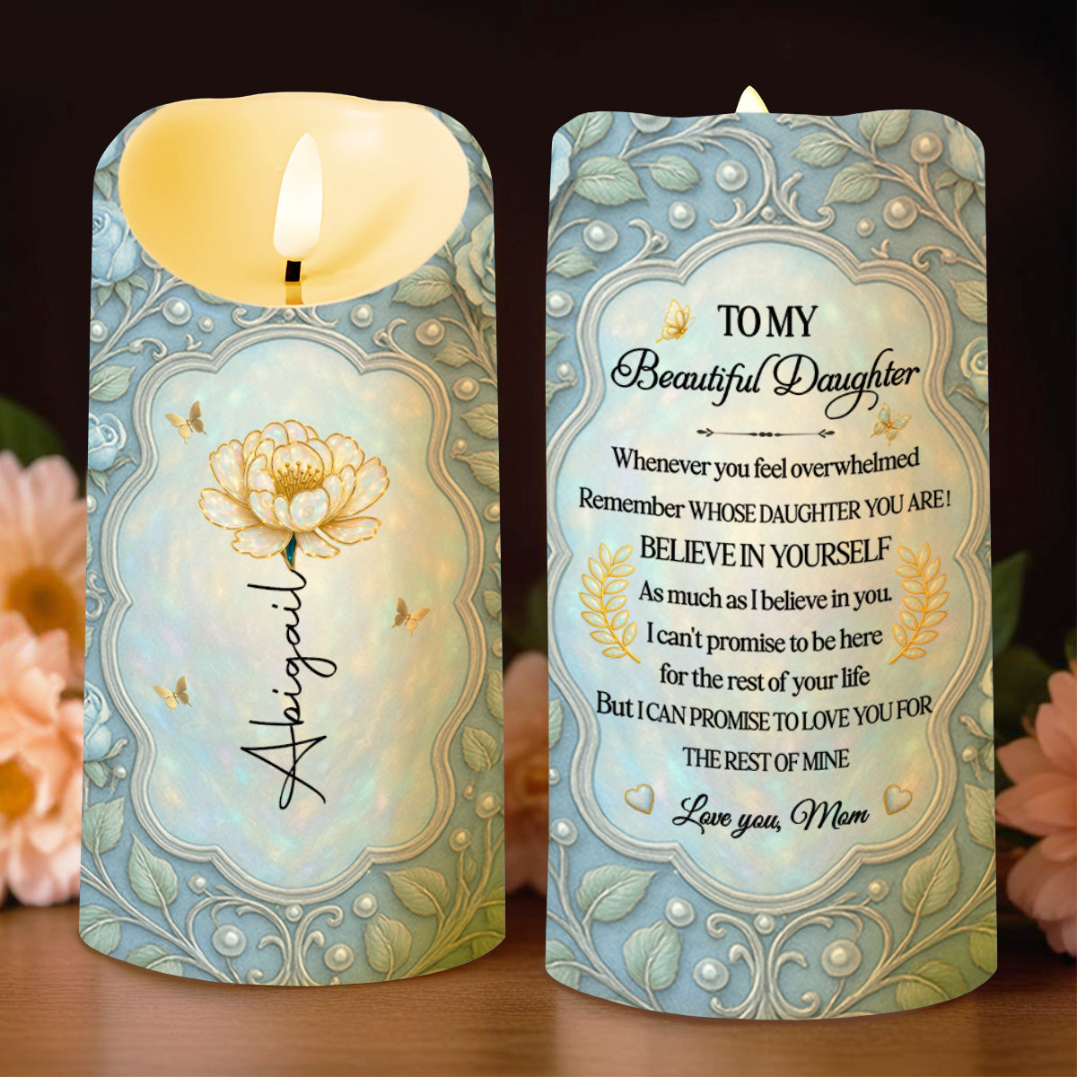 To My Beautiful Daughter, Flower And Butterflies Design, Custom LED ...