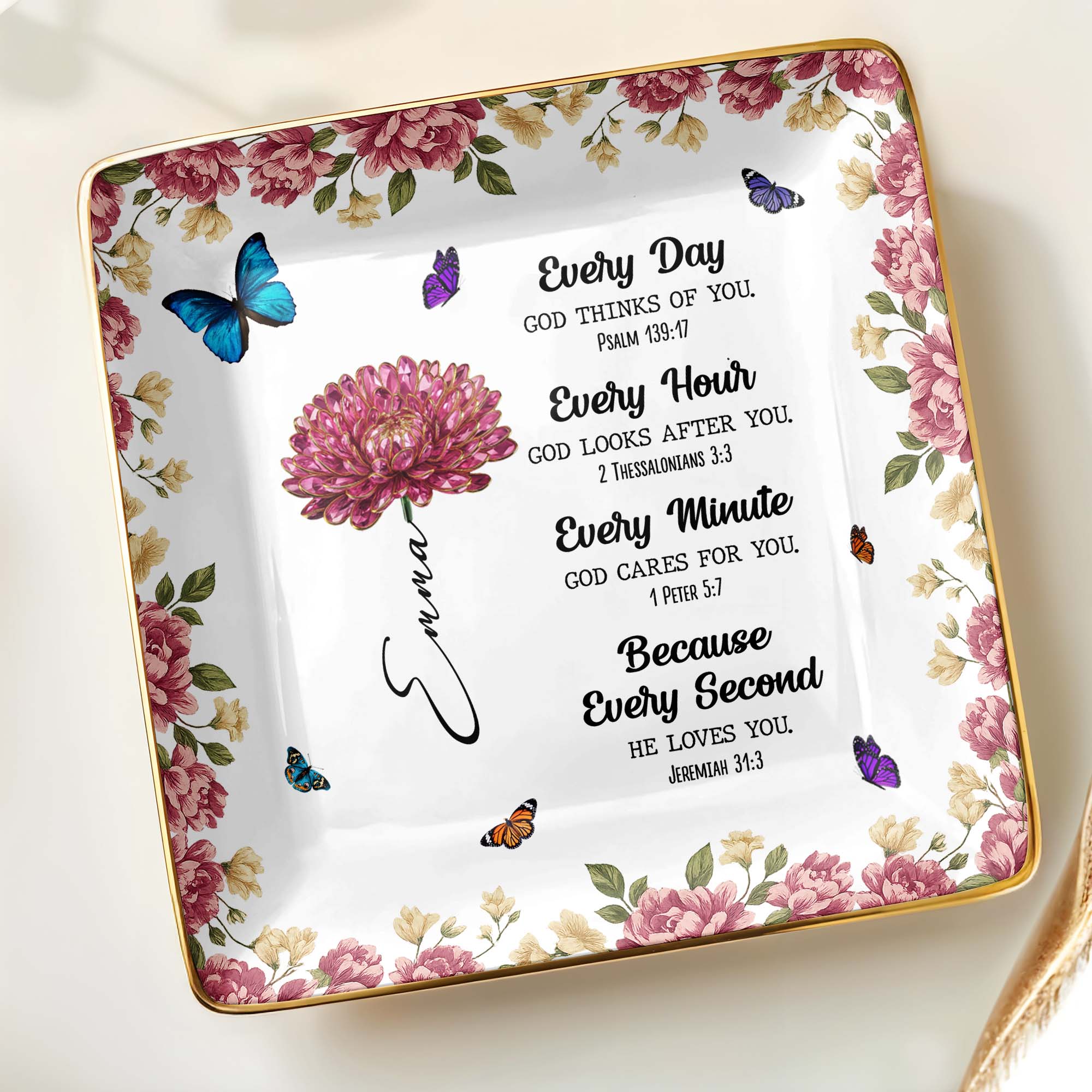 Every Day God Thinks Of You With Flowers And Butterflies, Personalized ...