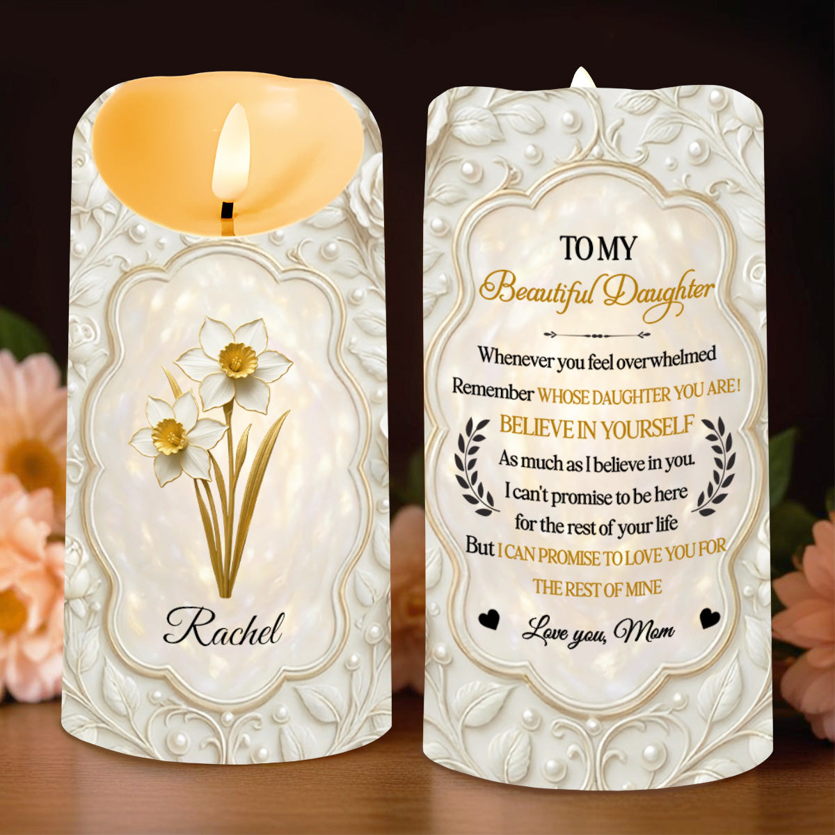 To My Beautiful Daughter, Flowers Love Message, Personalized Custom LED ...