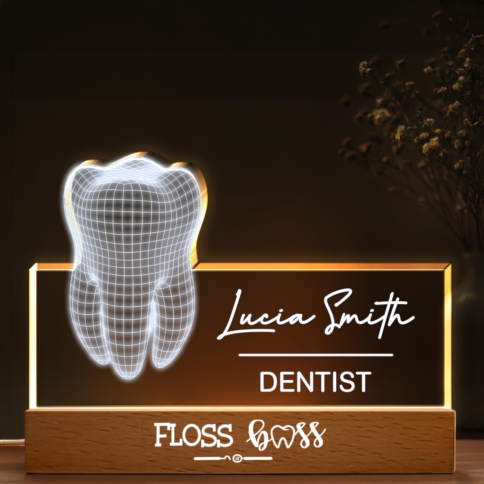 Floss Boss With Elegant Tooth Design, Personalized LED Night Light ...