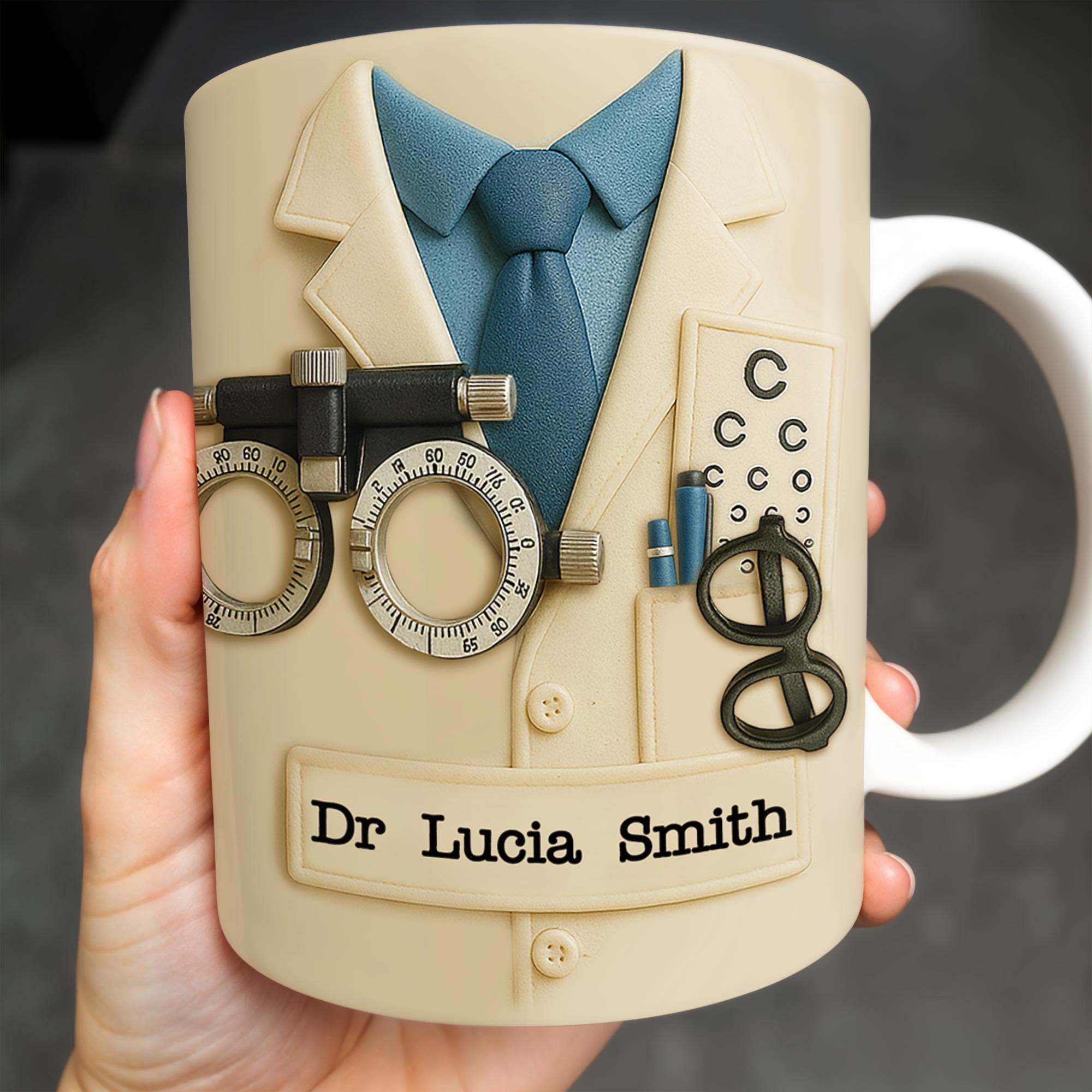 Customized Coffee Mug With Lab Coat and Optometry Tools, Personalized ...