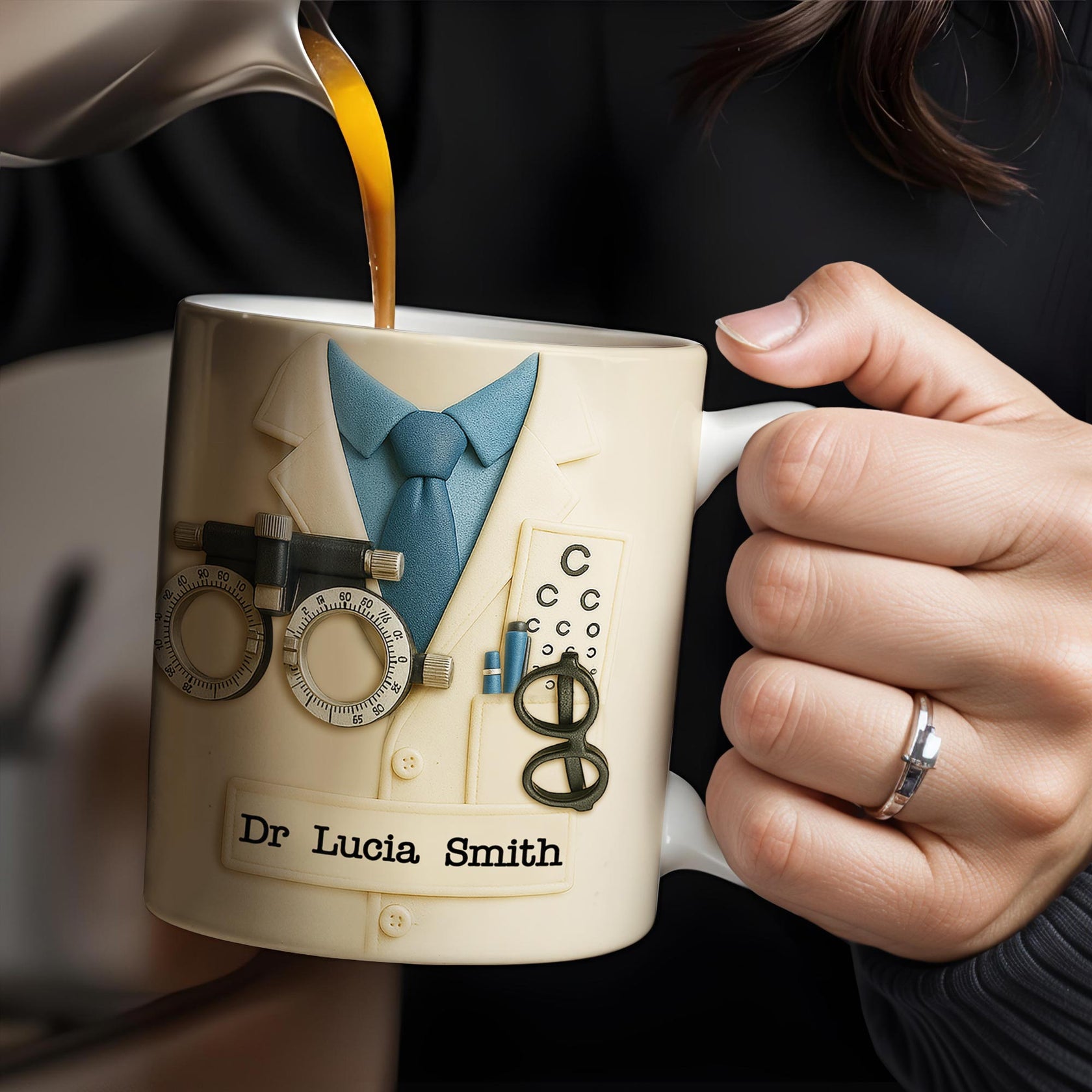 Customized Coffee Mug With Lab Coat and Optometry Tools, Personalized ...