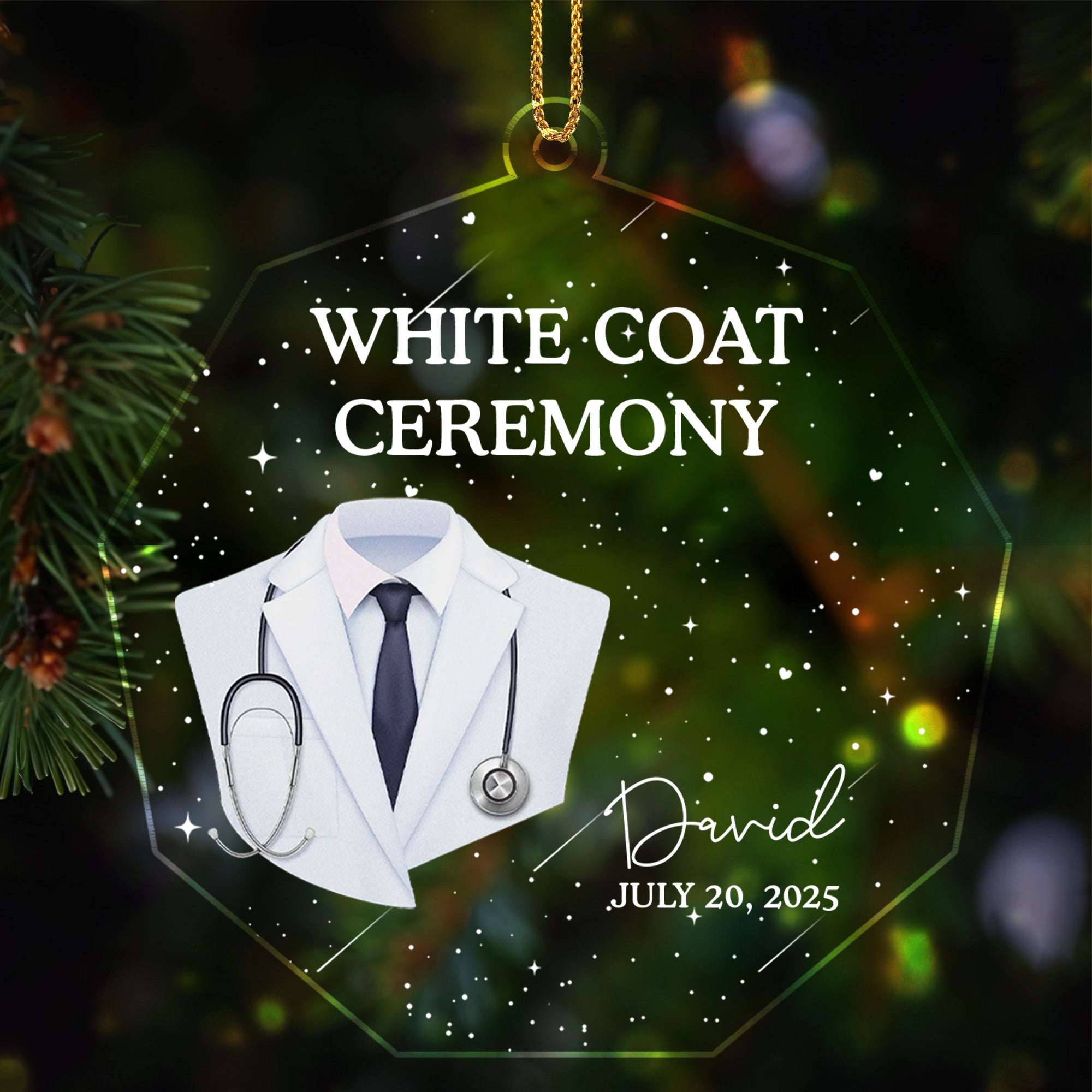 White Coat Ceremony Stethoscope Design,Custom Acrylic Ornament,Gift For ...