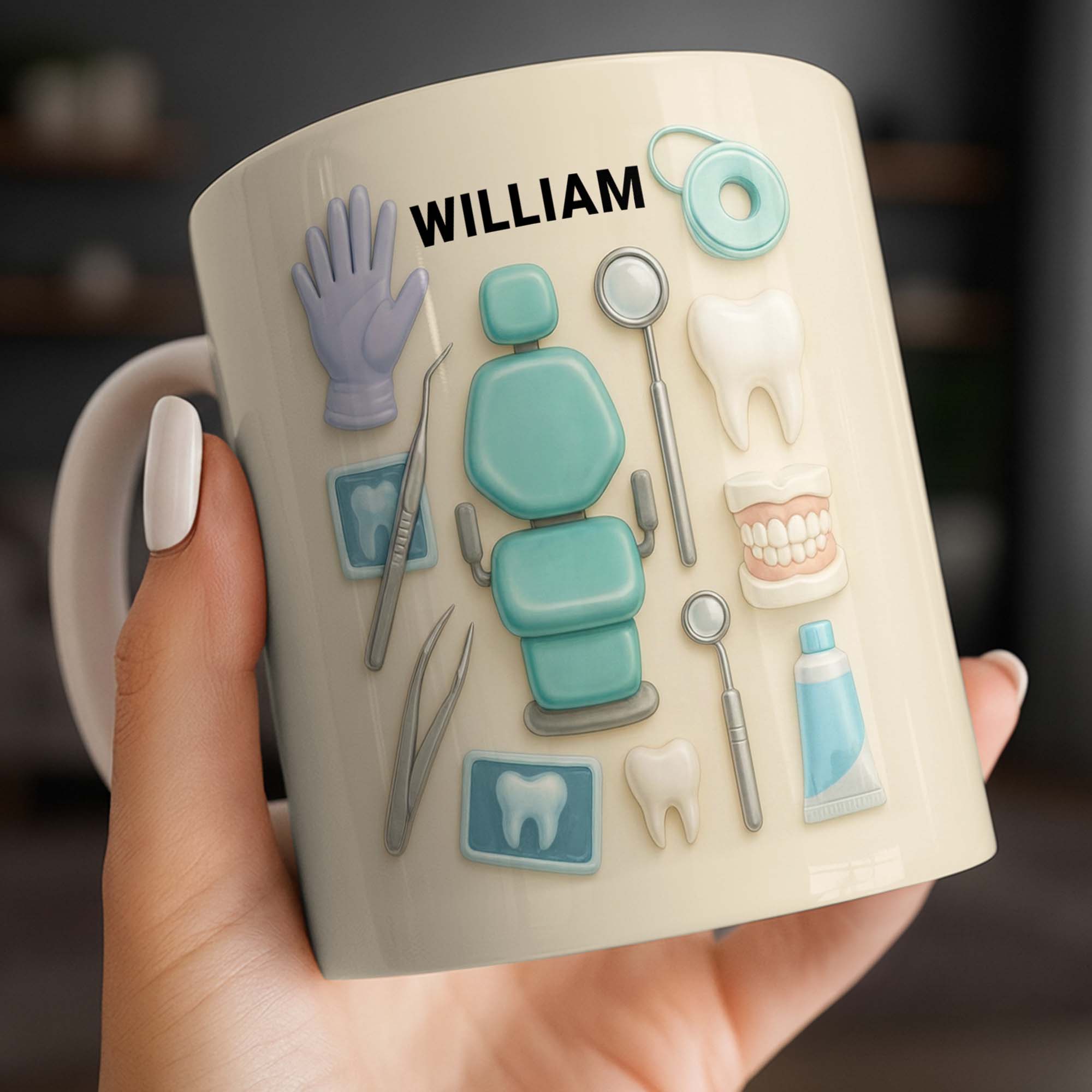 Customizable Name Dental Essentials Mug, Personalized Coffee Cup, Gift ...
