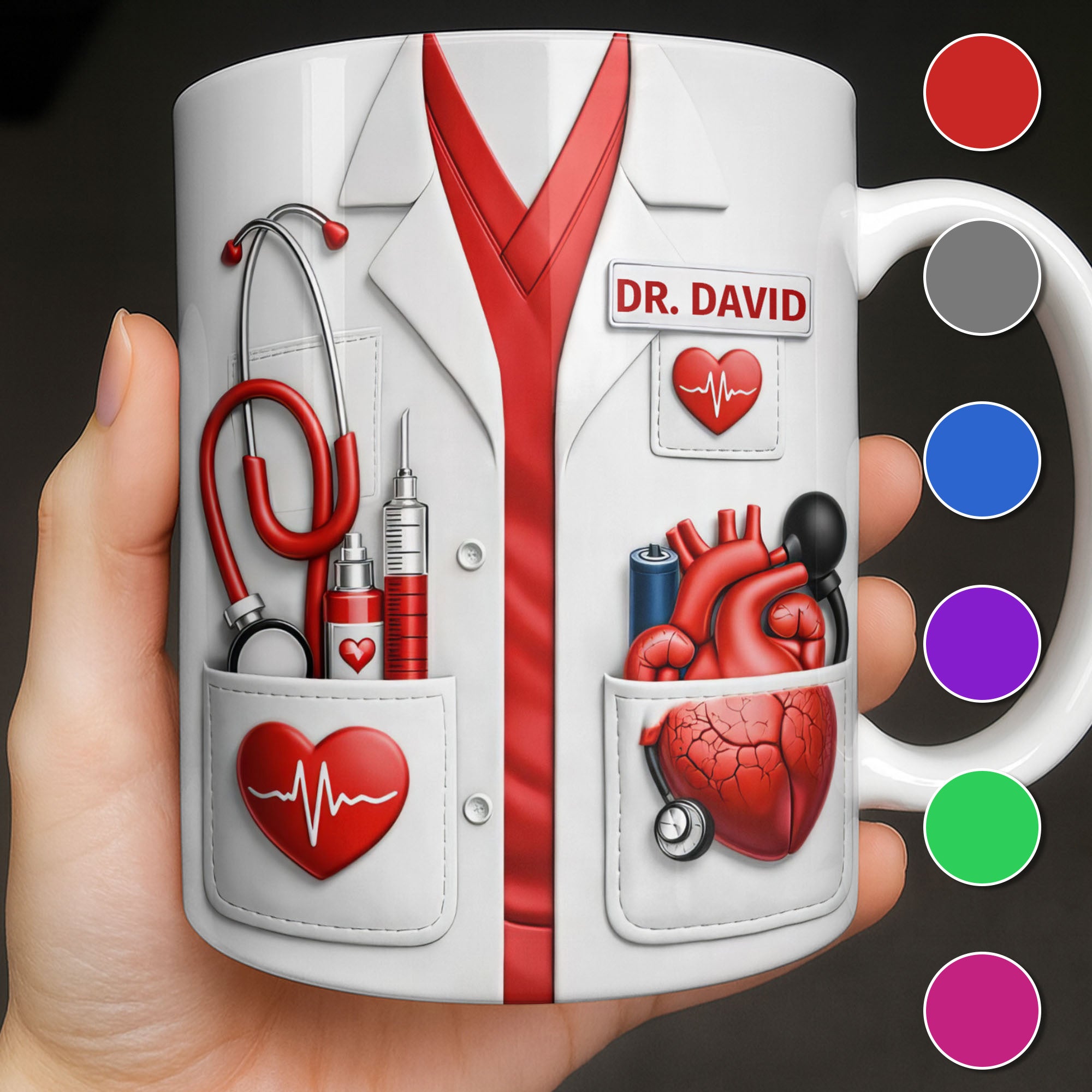 To My Favorite Doctor, Medical Tools and Heartbeat, Medical Coffee Mug ...