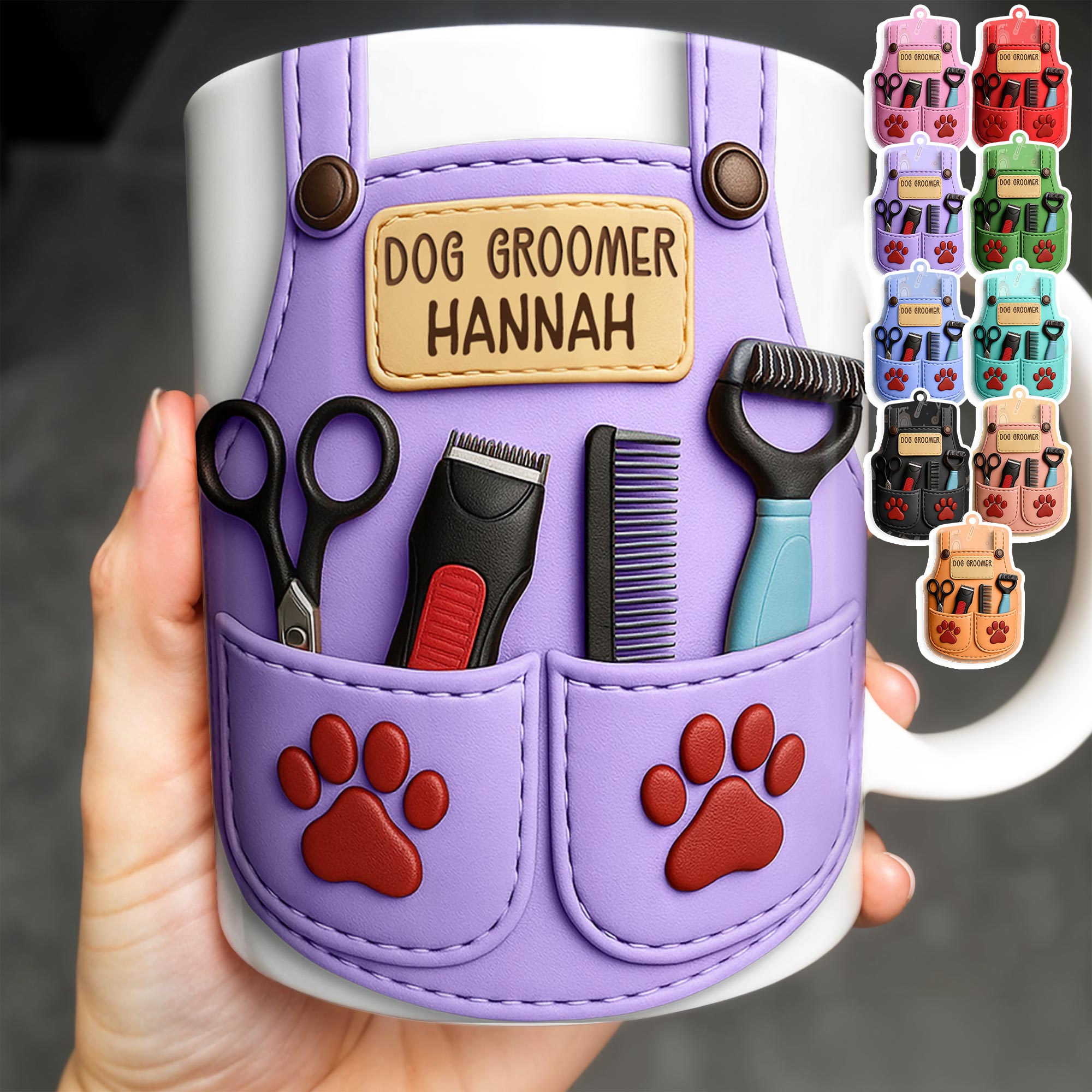 Personalize With Your Name, Paw Prints And Grooming Tools Coffee Mug, Gift For Dog Groomers ...