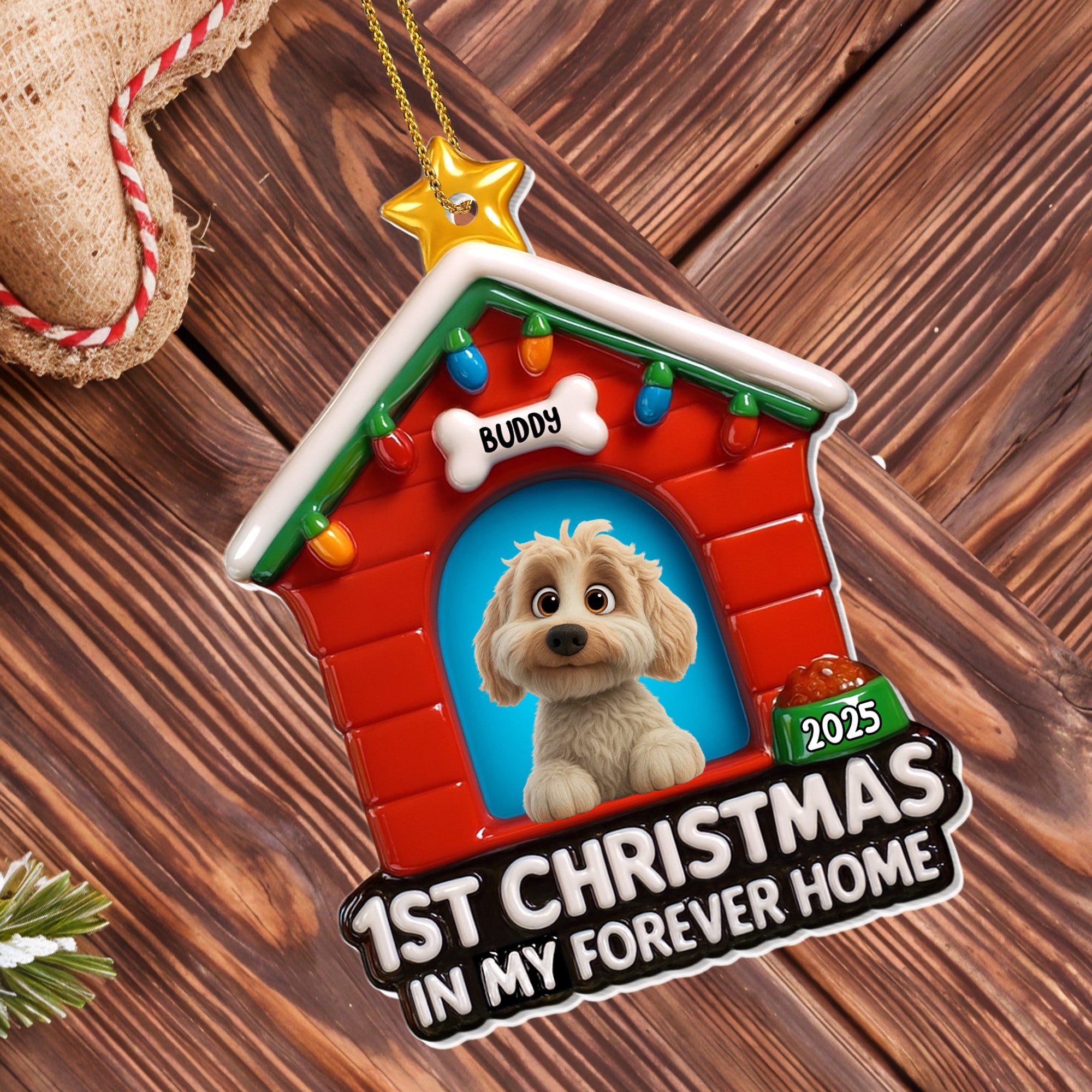 1st Christmas In My Forever Home, Custom Acrylic Ornament, Gift For Dog ...