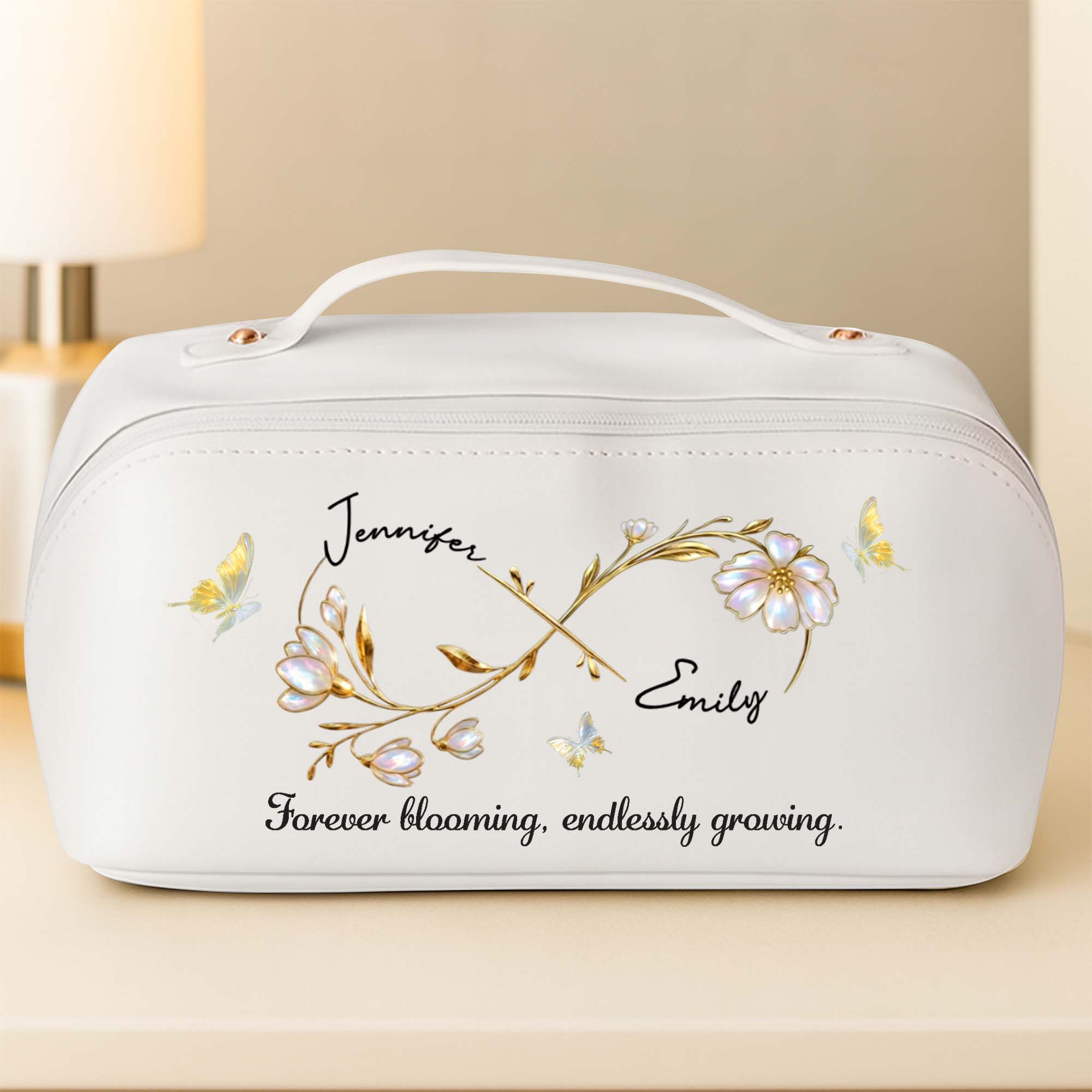 Forever Blooming, Endlessly Growing, Leather Makeup Bag, Gift For ...