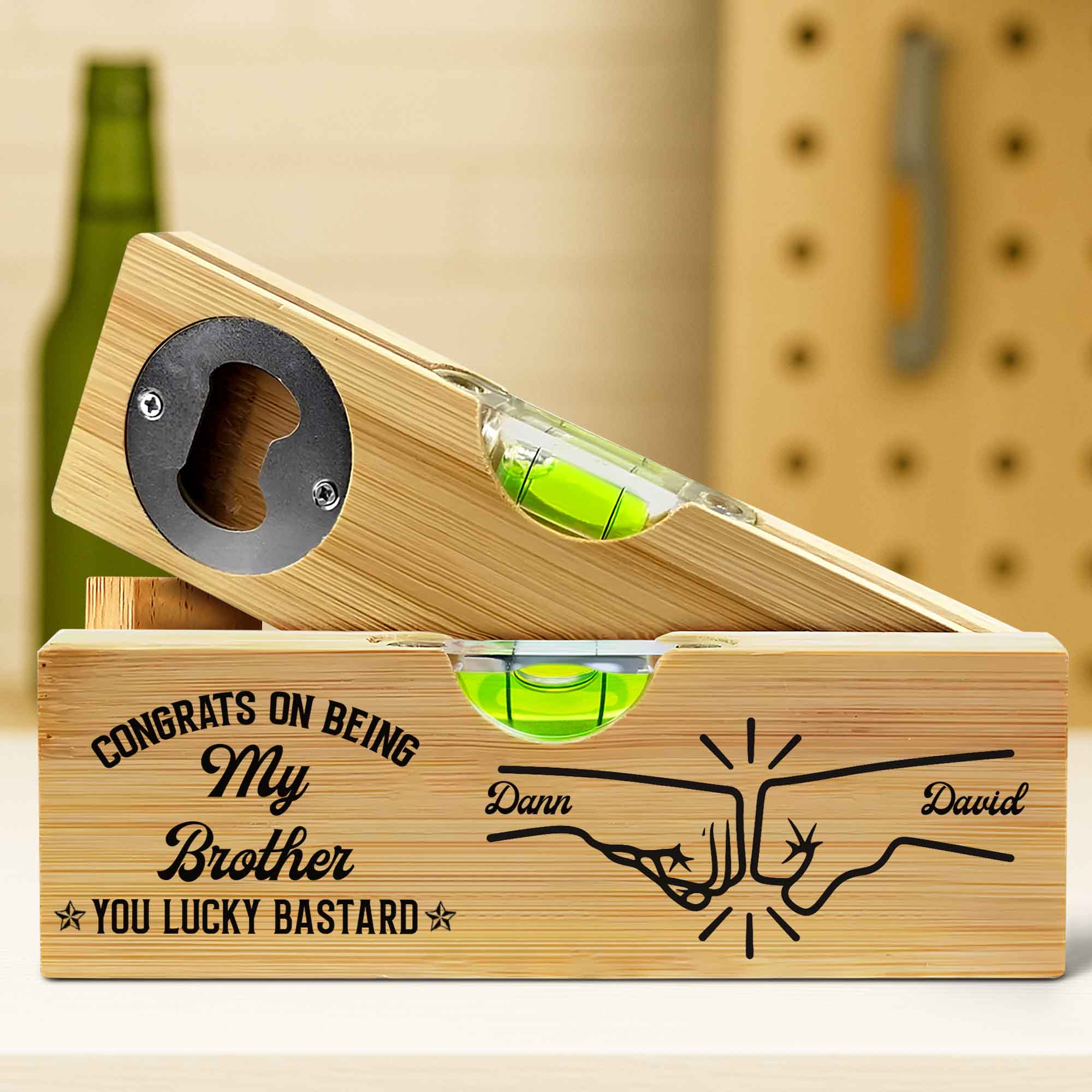 Congrats On Being My Brother Handshake Design, Wood Spirit Level With ...