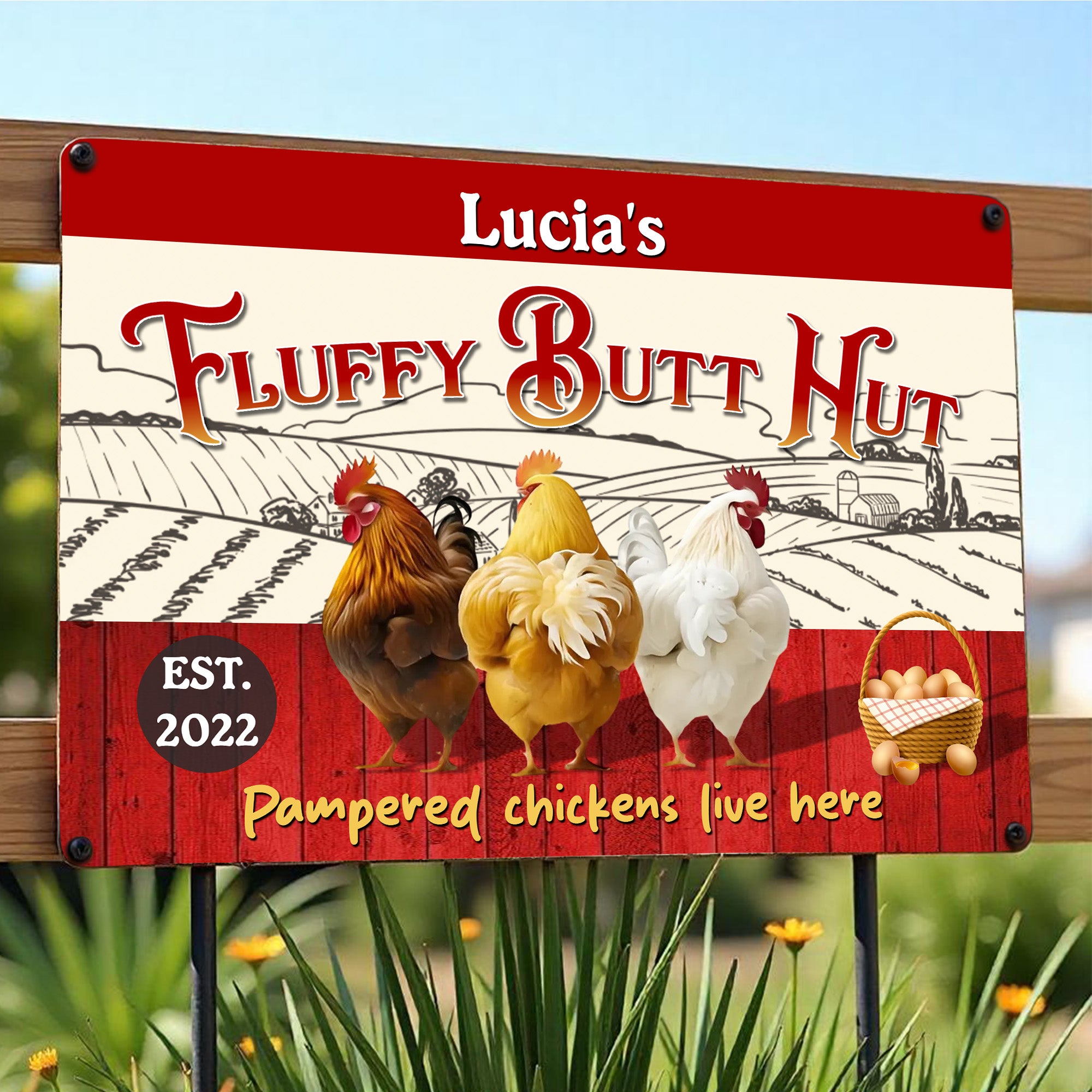 Pampered Chickens Live Here,Personalized Metal Sign,Gift For Farm ...