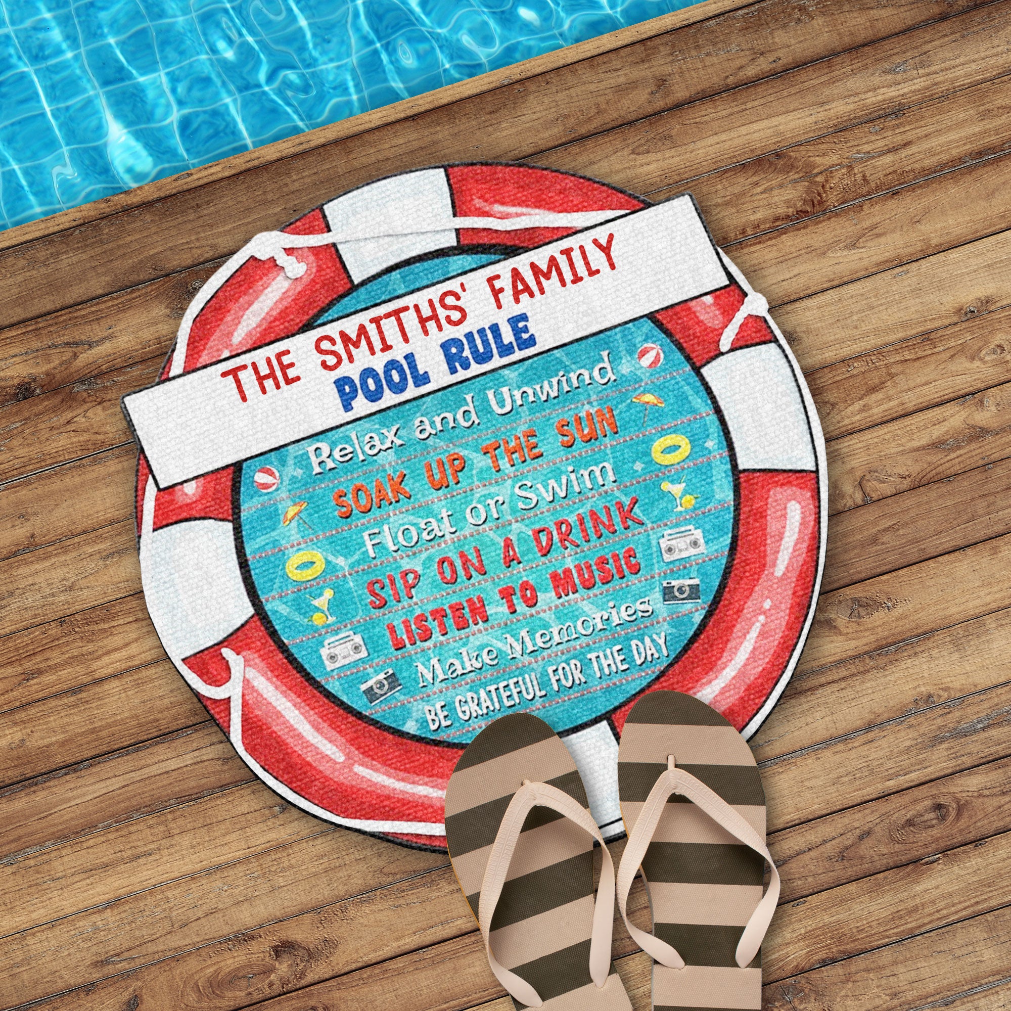 Family Pool Rule, Relax and Unwind, Swim, Custom Doormat, Gift For ...
