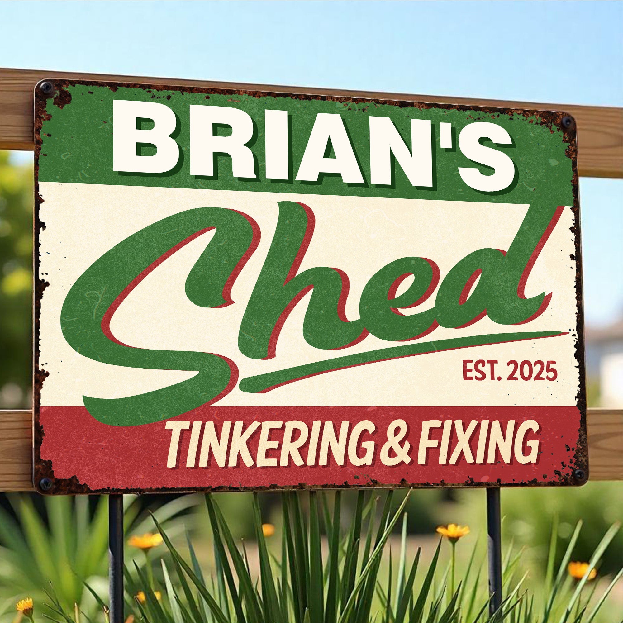Tinkering & Fixing Shed Sign, Personalized Metal Sign, Gift For Dad and ...