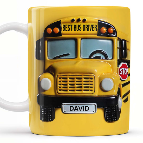 Best Bus Driver, School Bus And Stop Sign, Personalized Custom Coffee ...