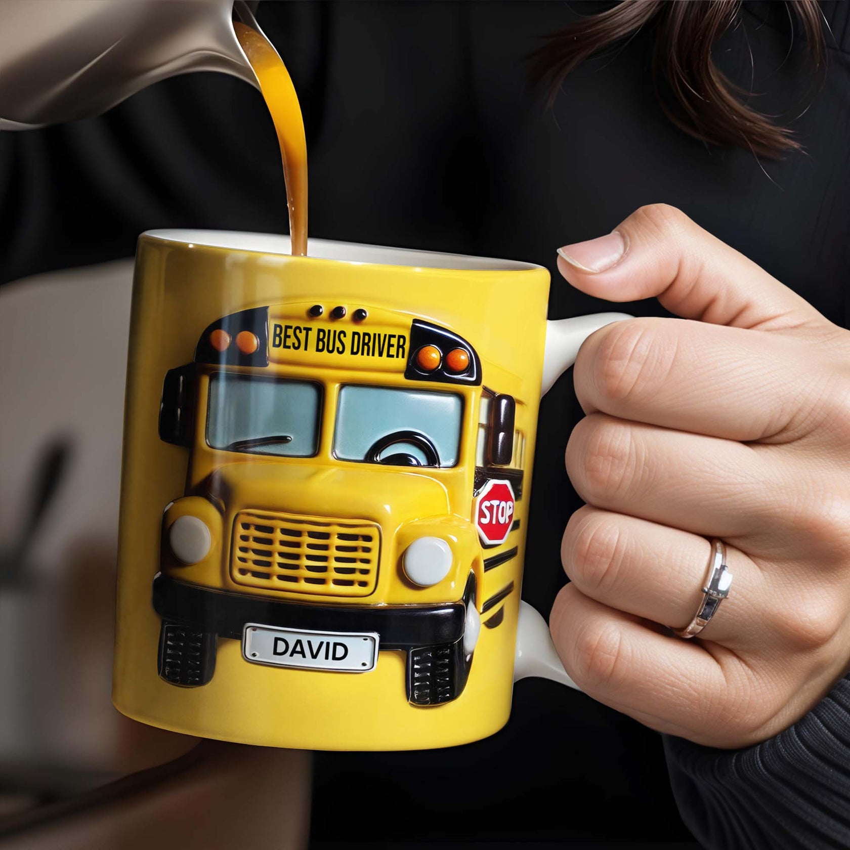 Best Bus Driver, School Bus And Stop Sign, Personalized Custom Coffee ...