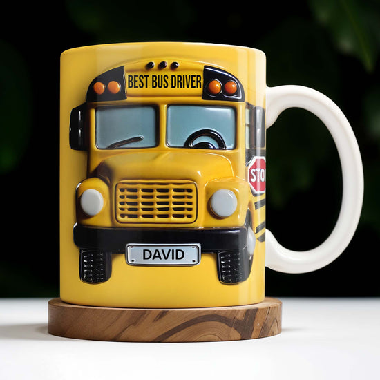 Best Bus Driver, School Bus And Stop Sign, Personalized Custom Coffee ...