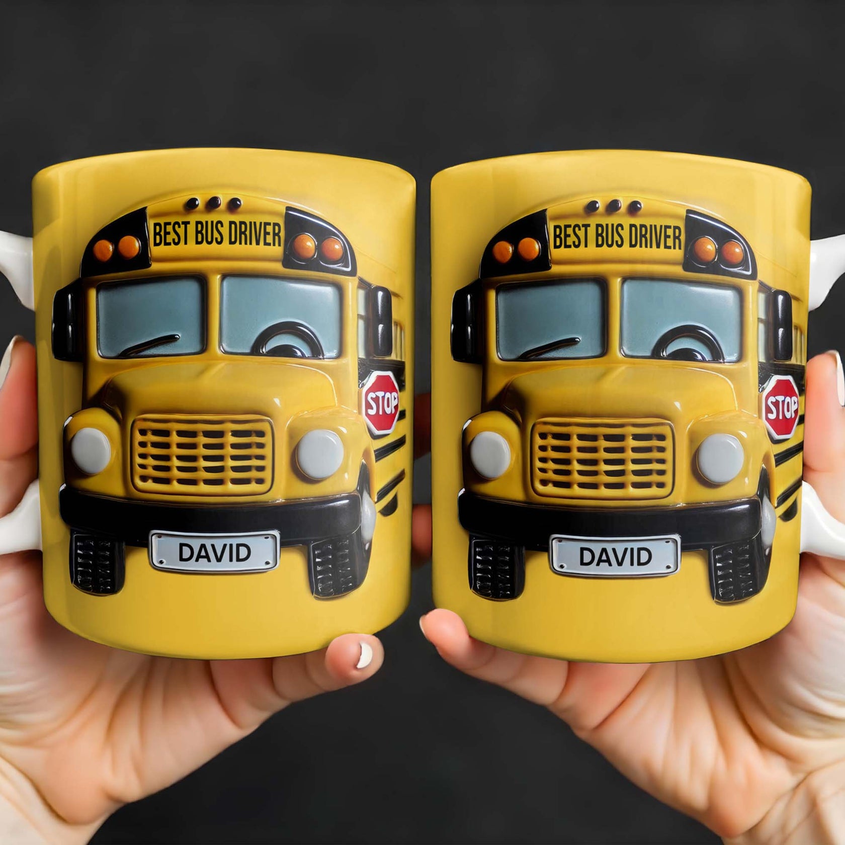 Best Bus Driver, School Bus And Stop Sign, Personalized Custom Coffee ...