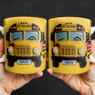 Best Bus Driver, School Bus And Stop Sign, Personalized Custom Coffee ...