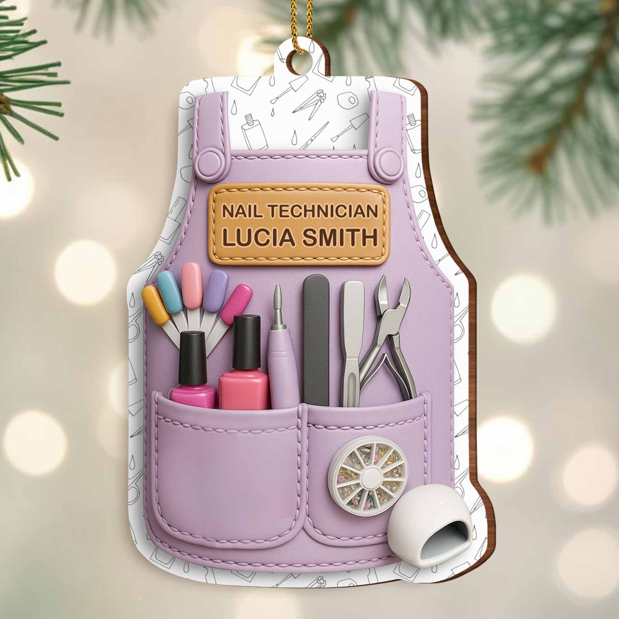 Nail Technician Beauty Tools, Personalized Custom Wood Ornament, Gift ...