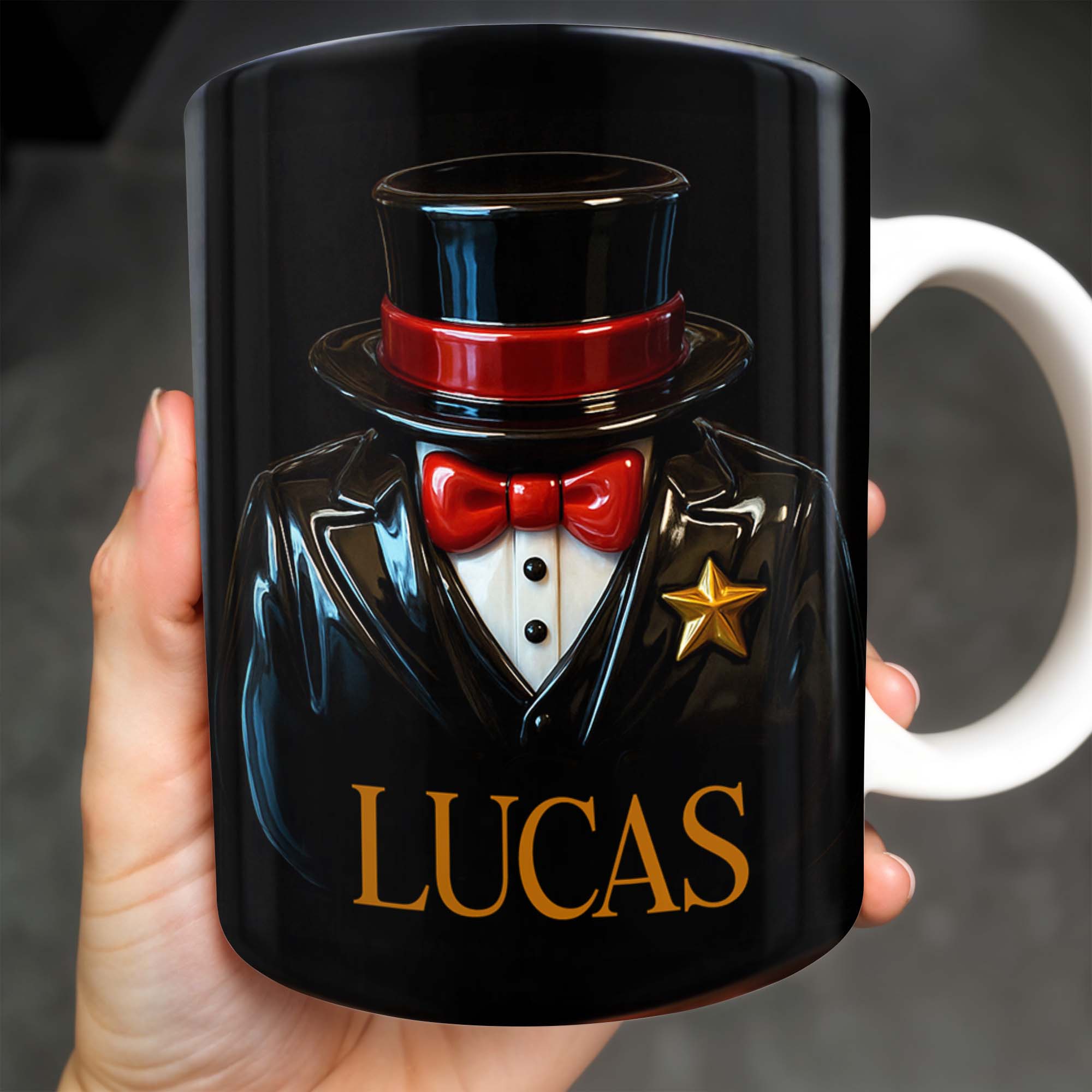 Elegant Black Tuxedo Mug Design For Magicians, Top Hat And Bow Tie ...
