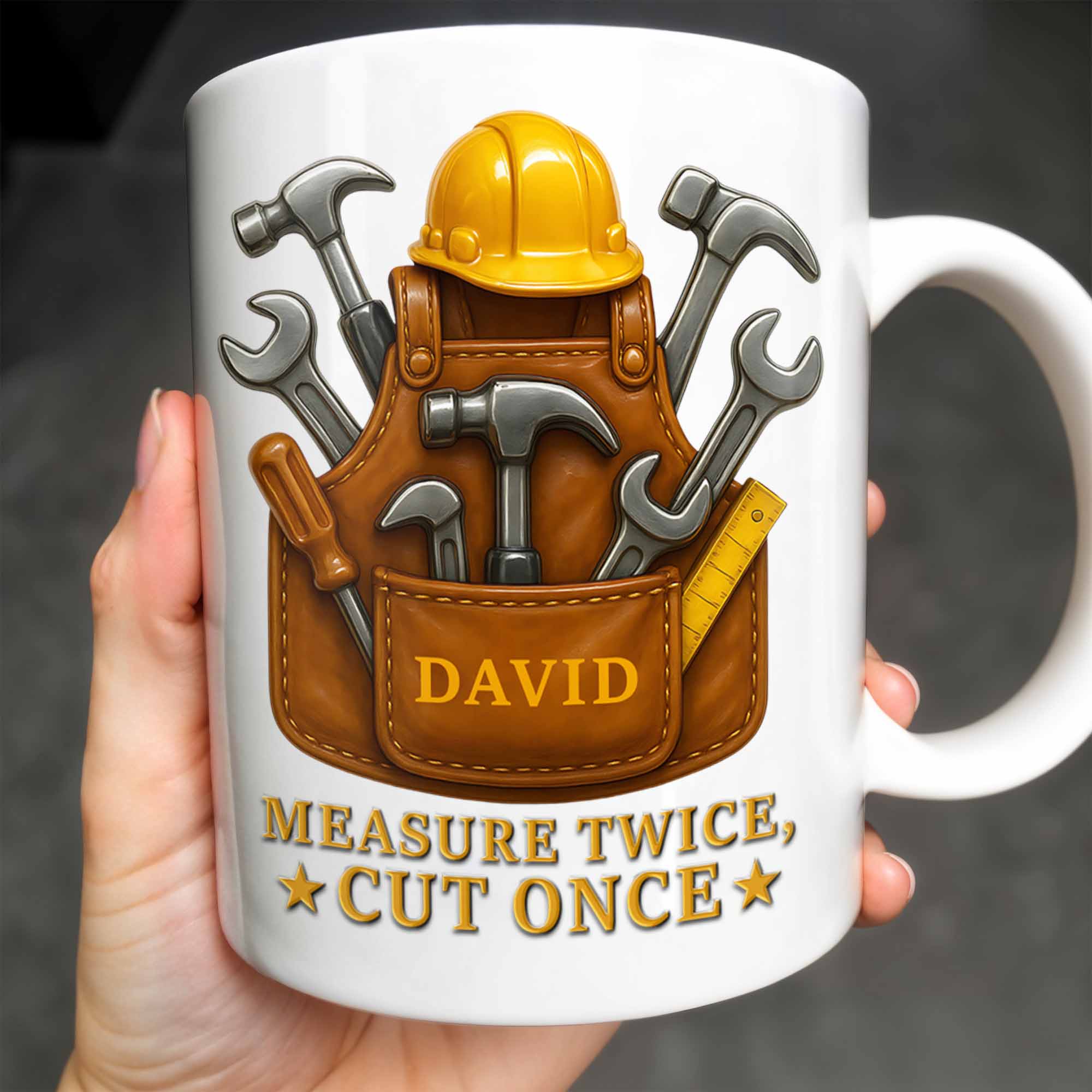 Measure Twice Cut Once Tools And Tool Belt Design, Personalized Custom ...