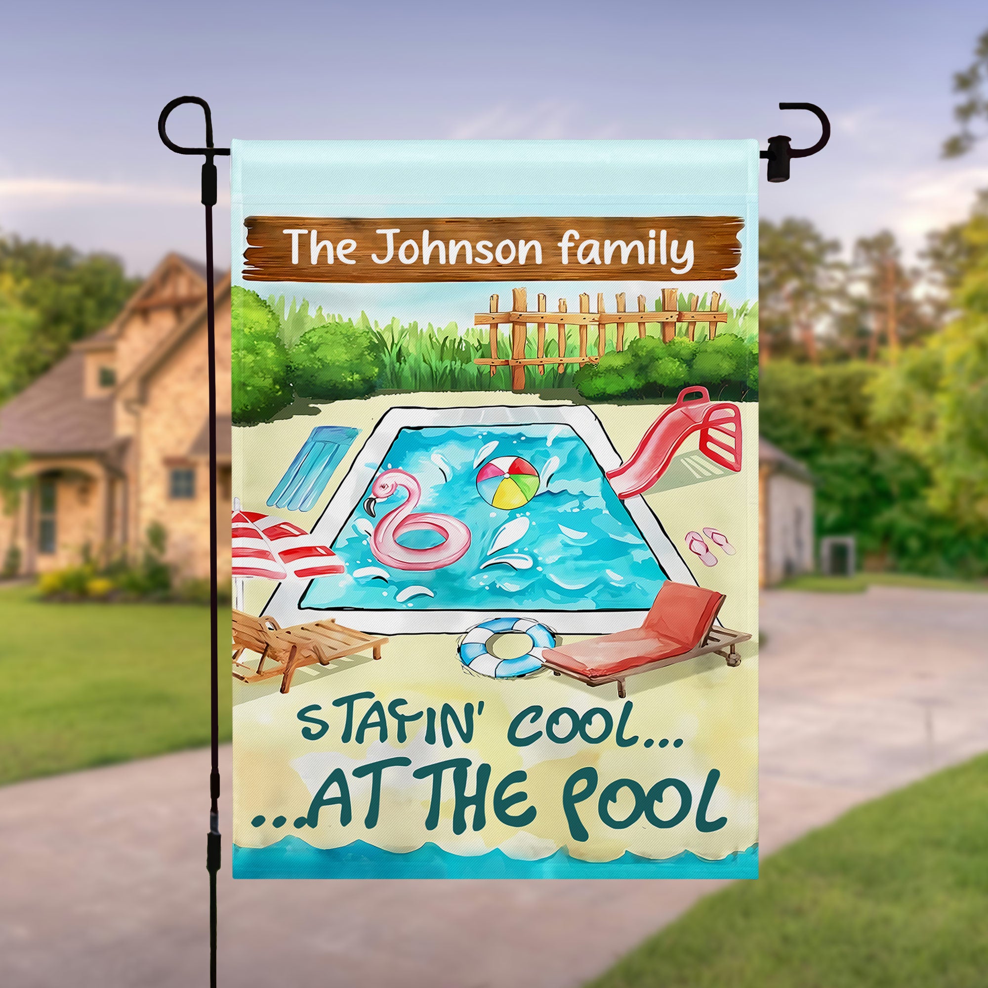 Staying Cool At The Pool With Pool And Flamingo Float, Personalized ...