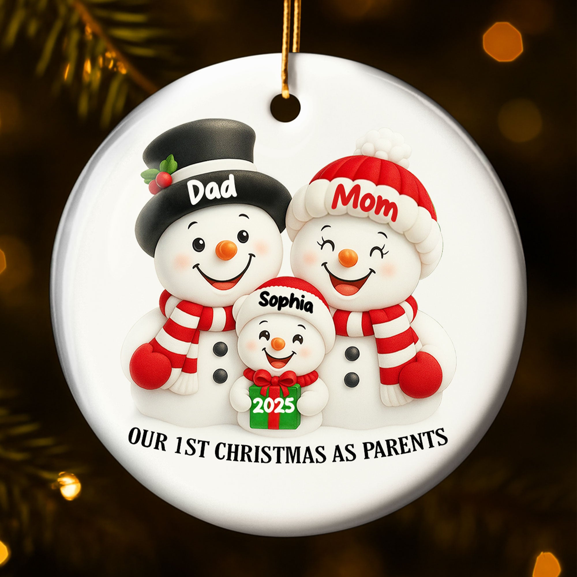 Our 1st Christmas As Parents With Snowmen,Custom Ceramic Ornament,Gift ...
