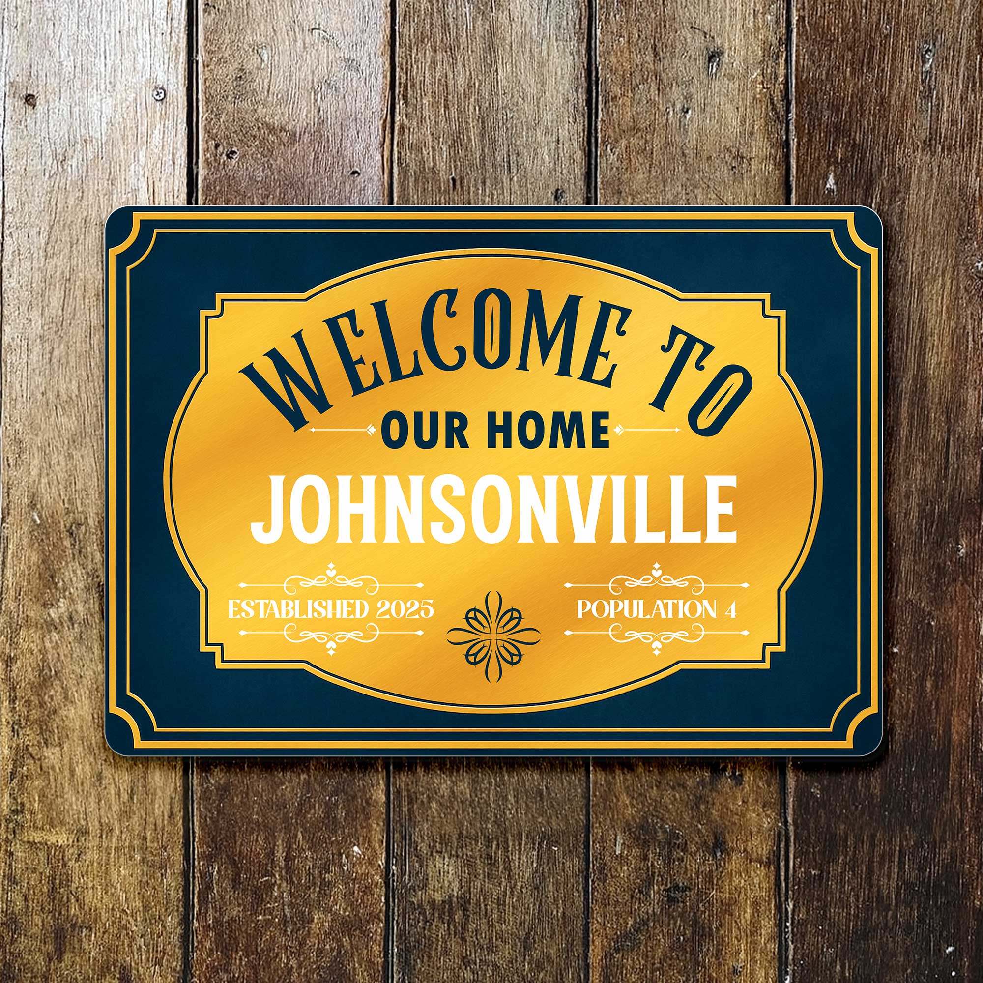 Welcome To Our Home Sign With Elegant Scrollwork, Personalized Metal ...