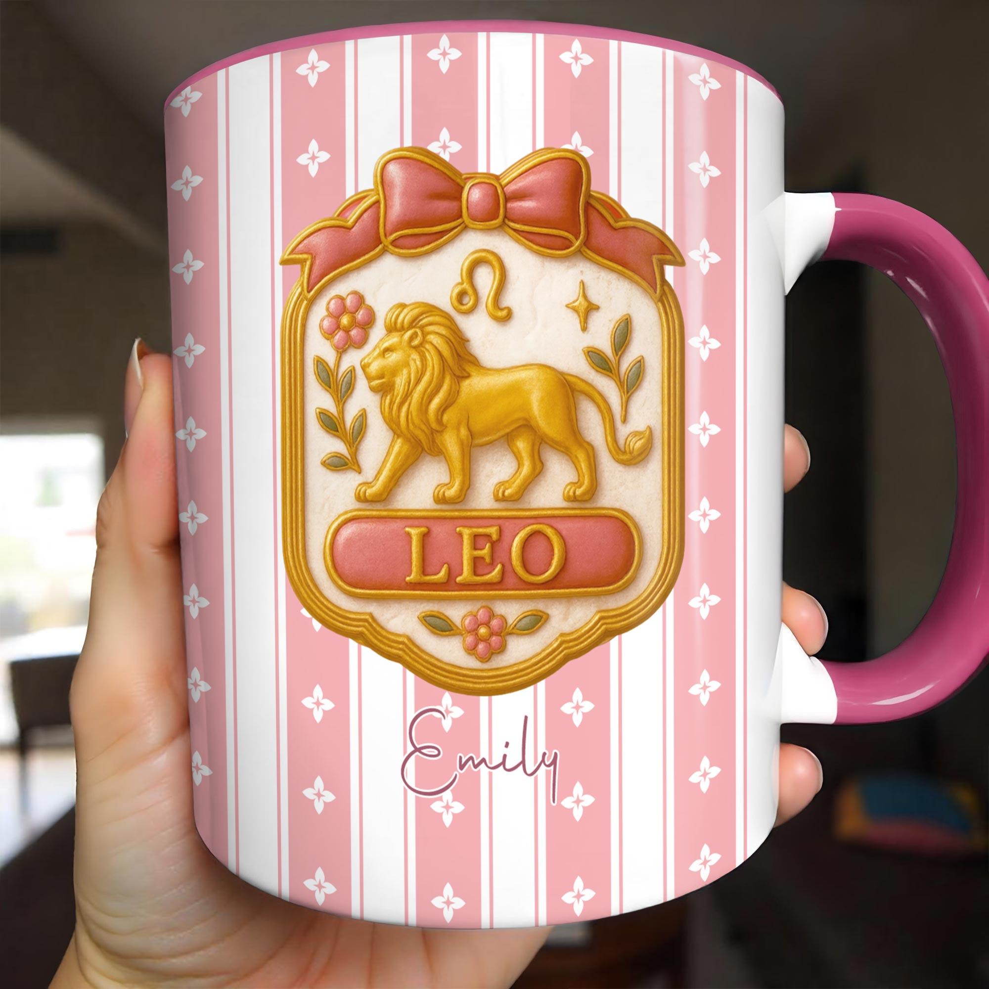Beautiful Leo Zodiac Sign With Elegant Floral Design,Custom Accent Mug ...