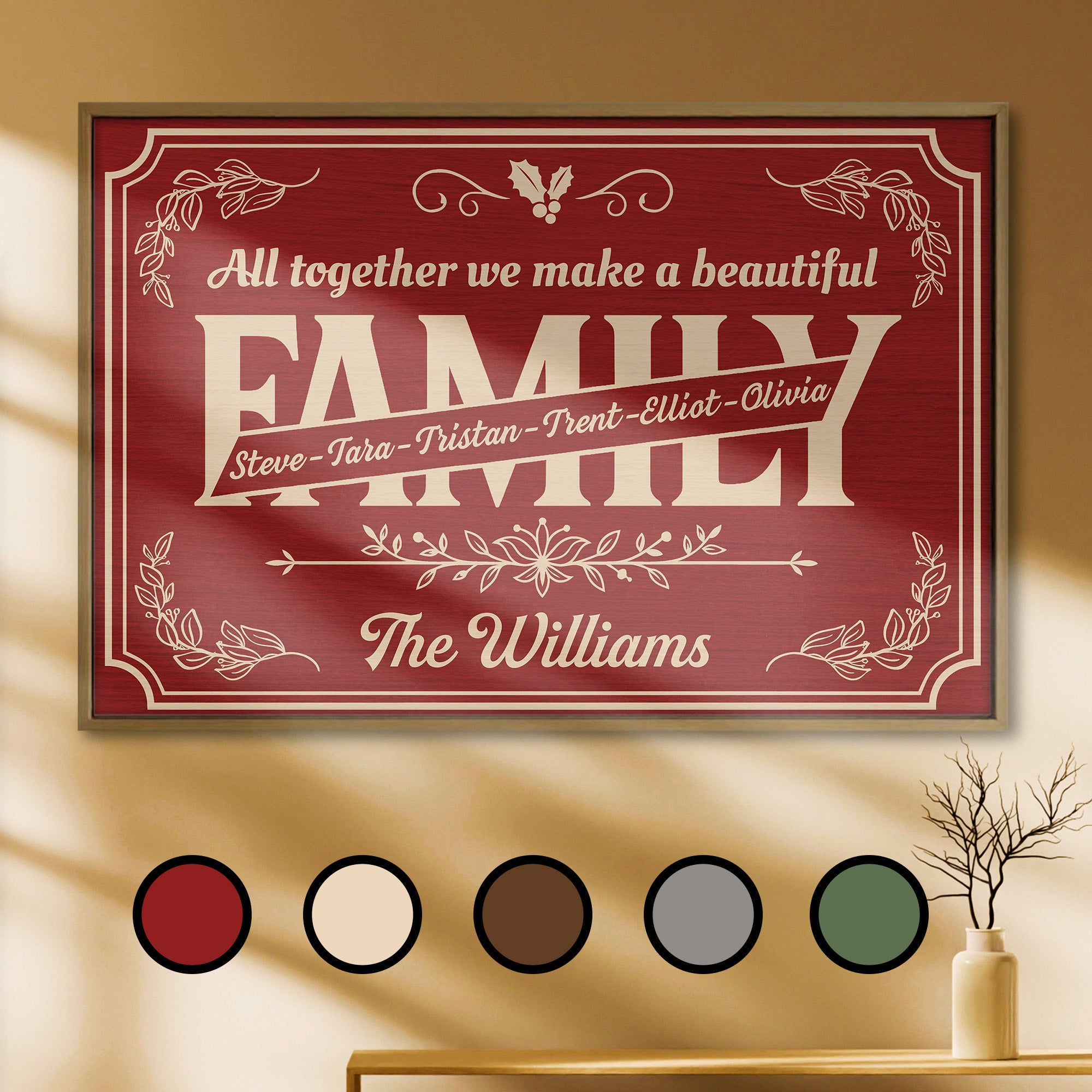 All Together We Make A Beautiful Family, Floral Design, Custom Poster ...