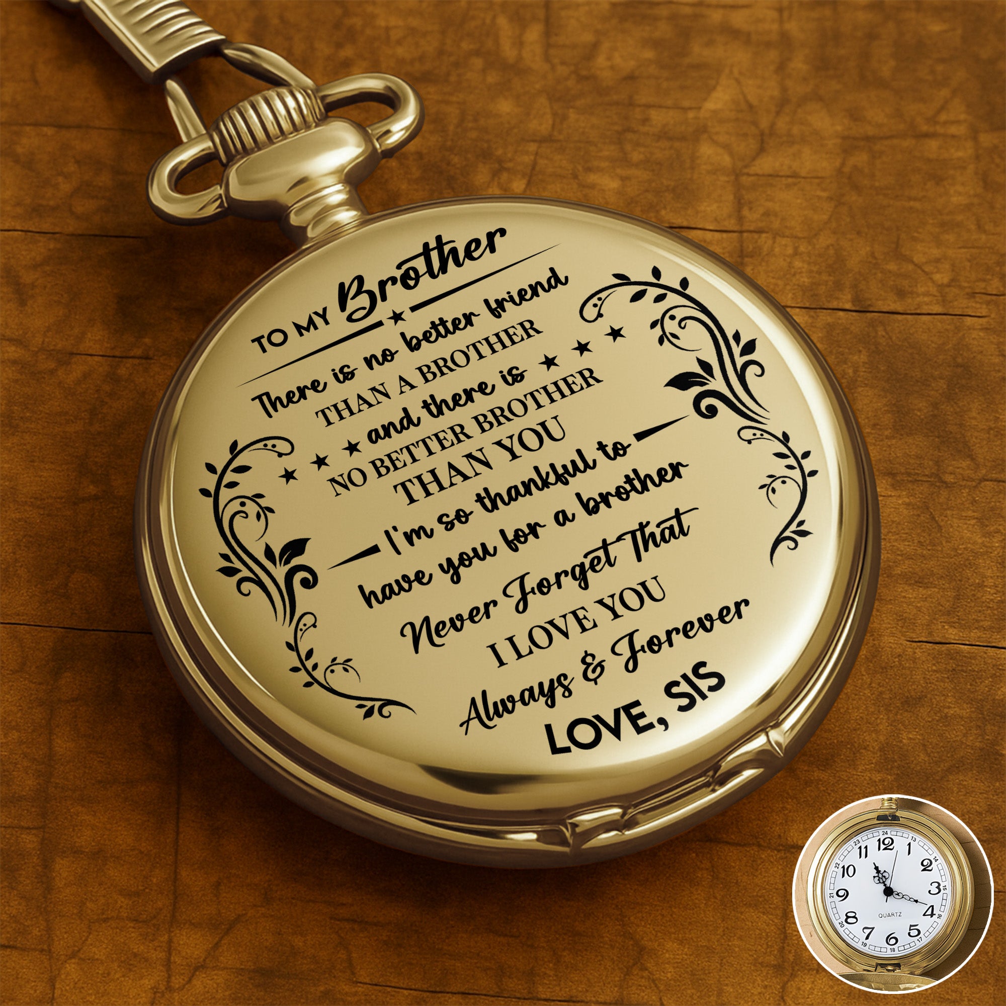 To My Brother, Love & Forever, Floral And Stars Design, Custom Pocket ...